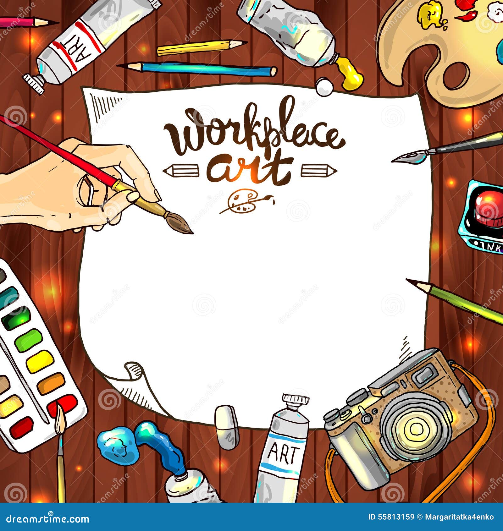 Workplace art stock vector. Illustration of creative - 55813159