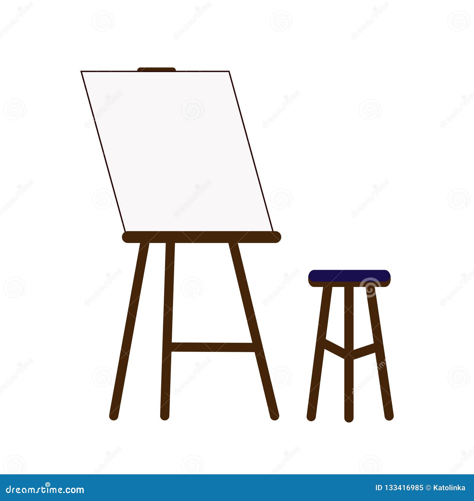 The Workplace of the Artist. Easel and Stool Stock Vector ...