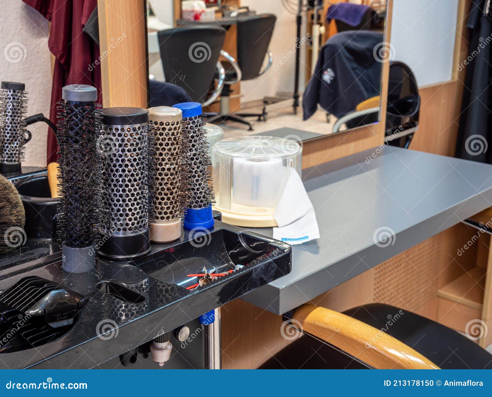 Workplace in a barber shop stock photo. Image of brush - 213178150