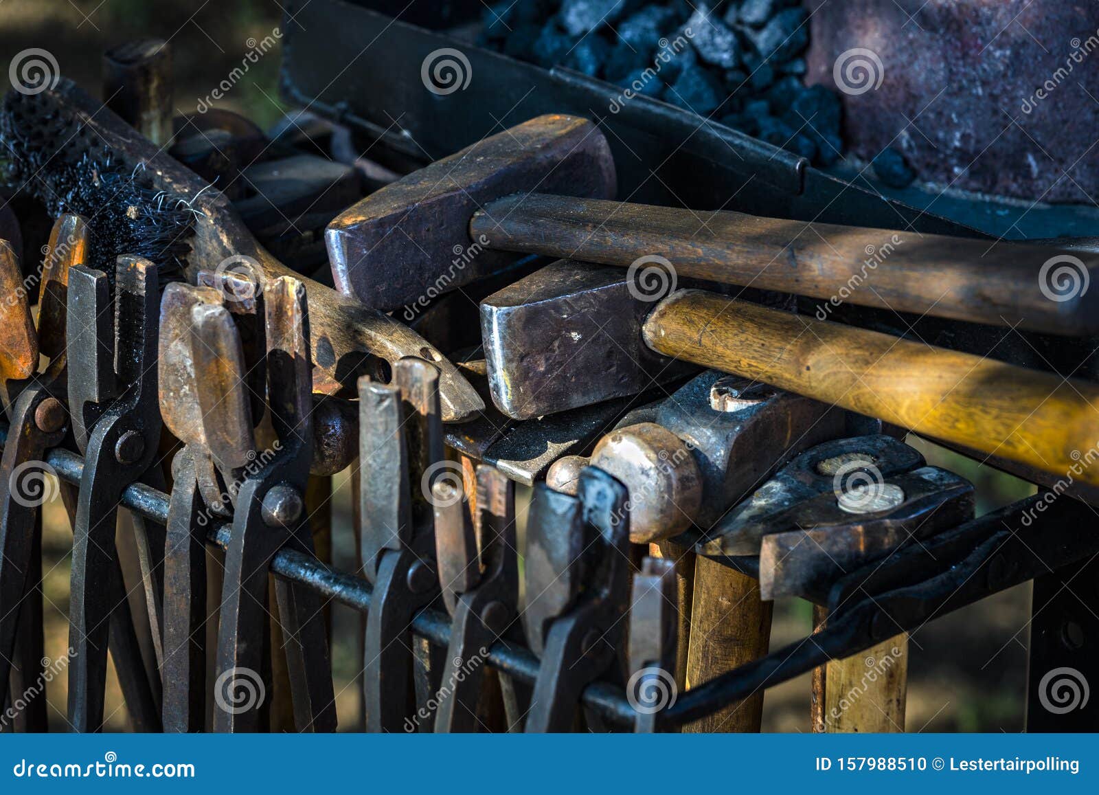 Workplace of a Blacksmith Anvil. Stock Photo - Image of hands, industry ...