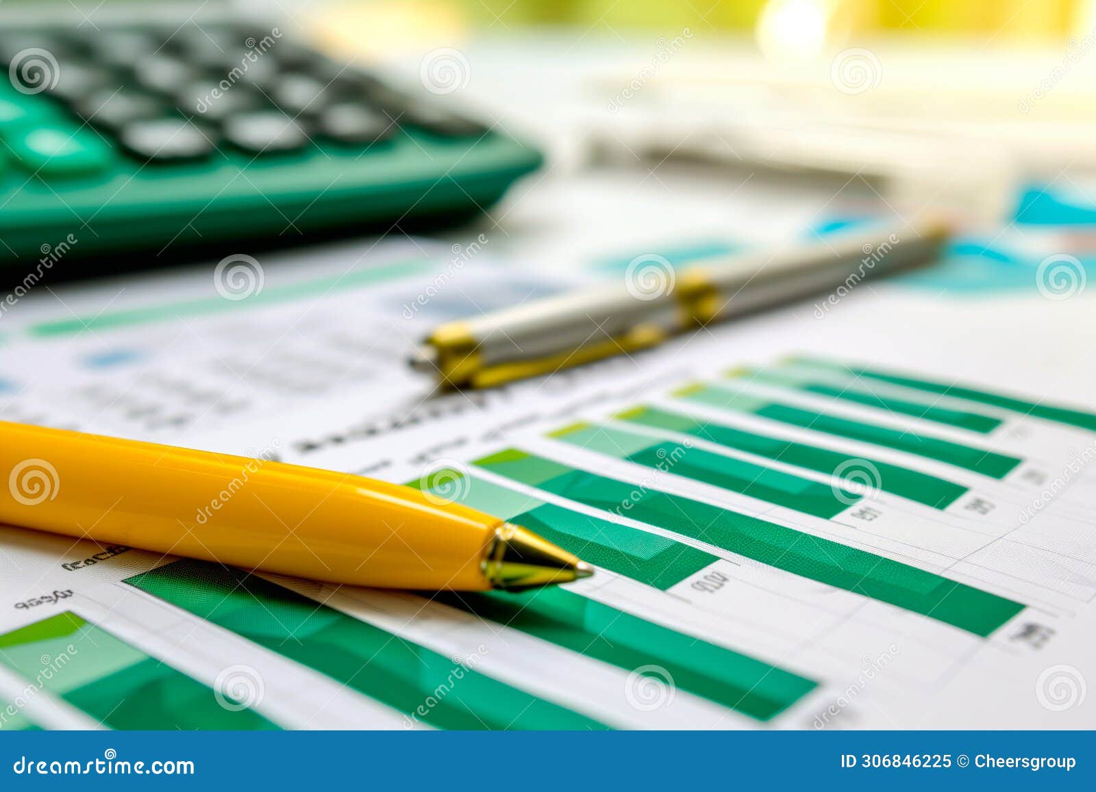 Workplace of Bookkeeper with Calculator and Papers on Desk Office ...