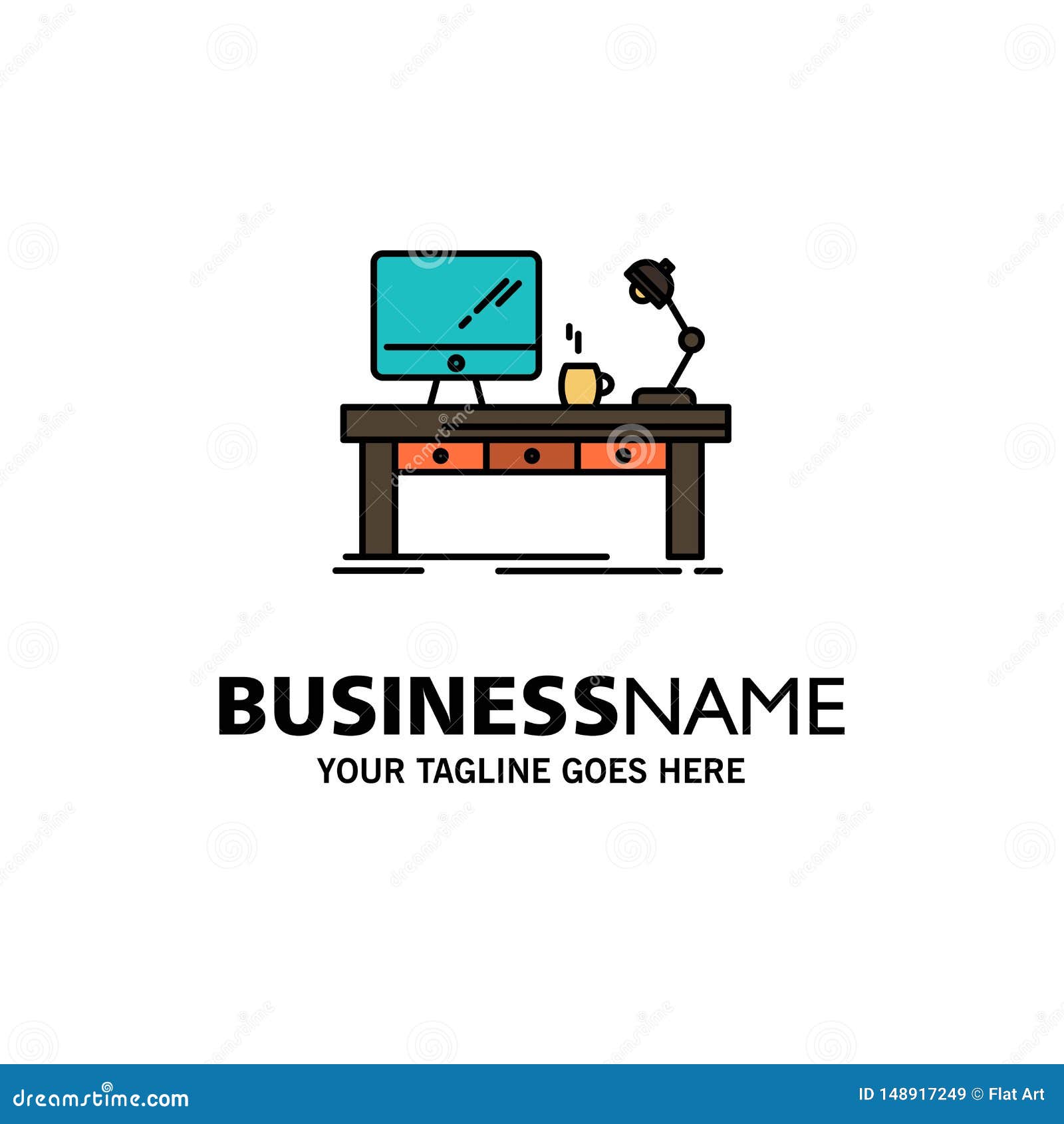 Workplace, Business, Computer, Desk, Lamp, Office, Table Business Logo ...