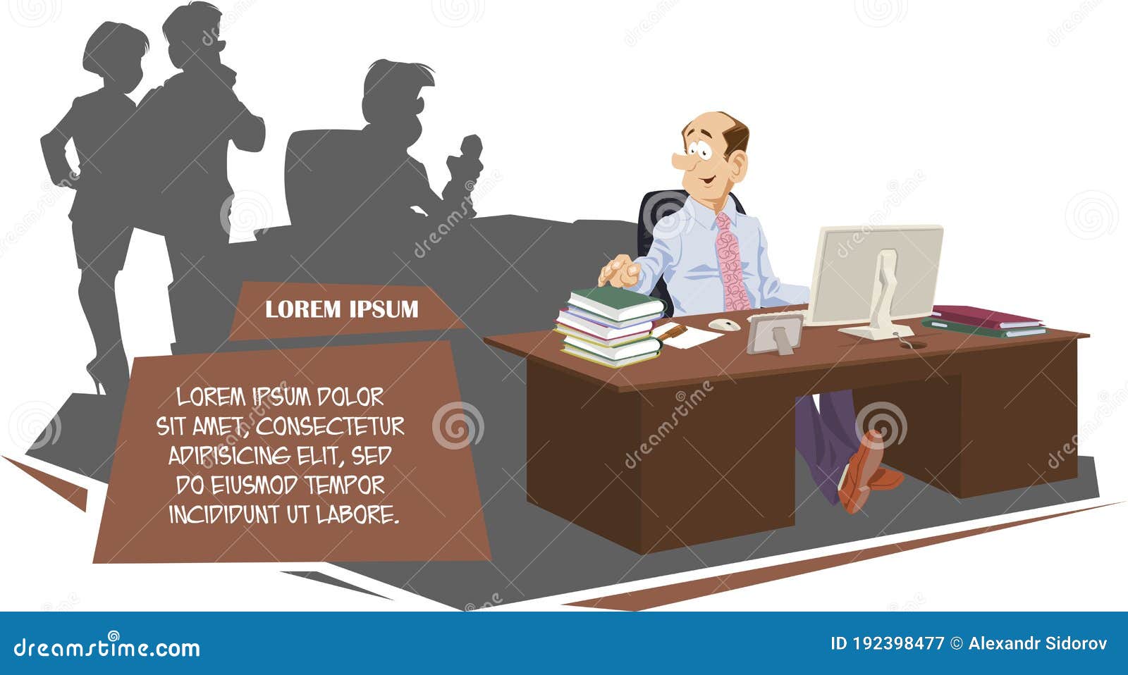 Workplace Businessman. Working Clerk. Funny People Stock Vector ...