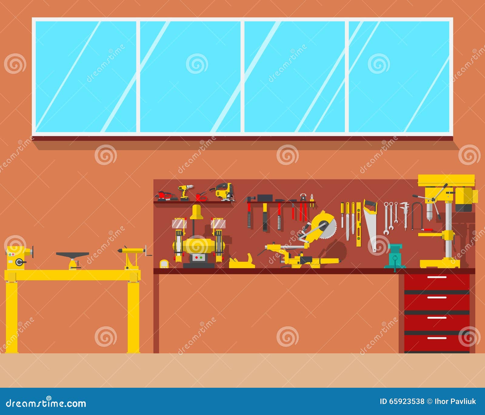 Workplace carpenter stock vector. Illustration of equipment - 65923538