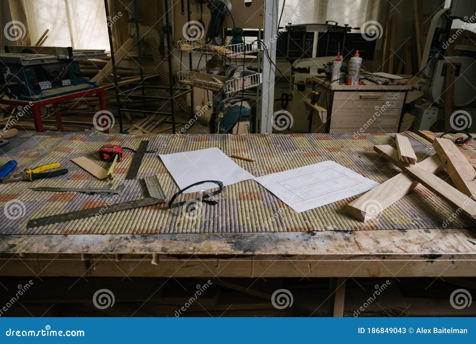 Workplace in a Carpentry Workshop Stock Image - Image of industry ...