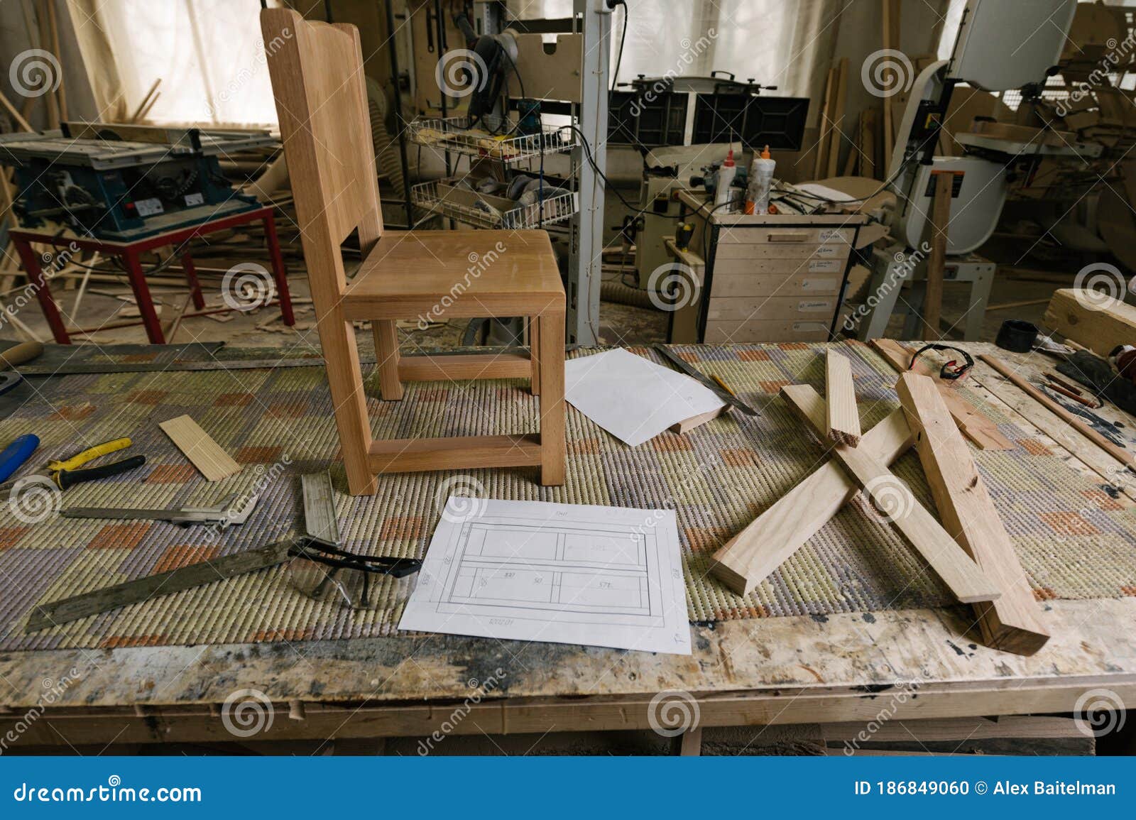Workplace in a Carpentry Workshop Stock Photo - Image of plank, cutting ...