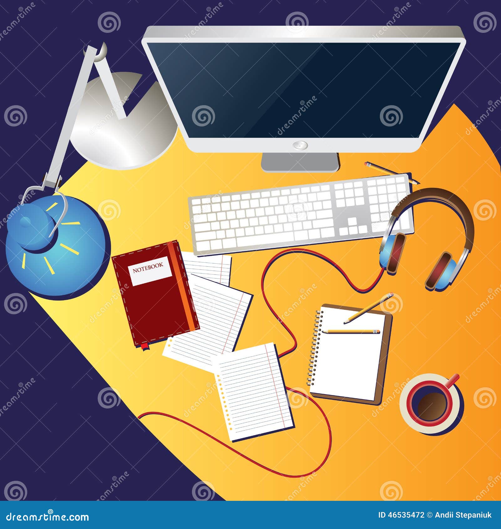 Workplace colorful stock vector. Illustration of digital - 46535472