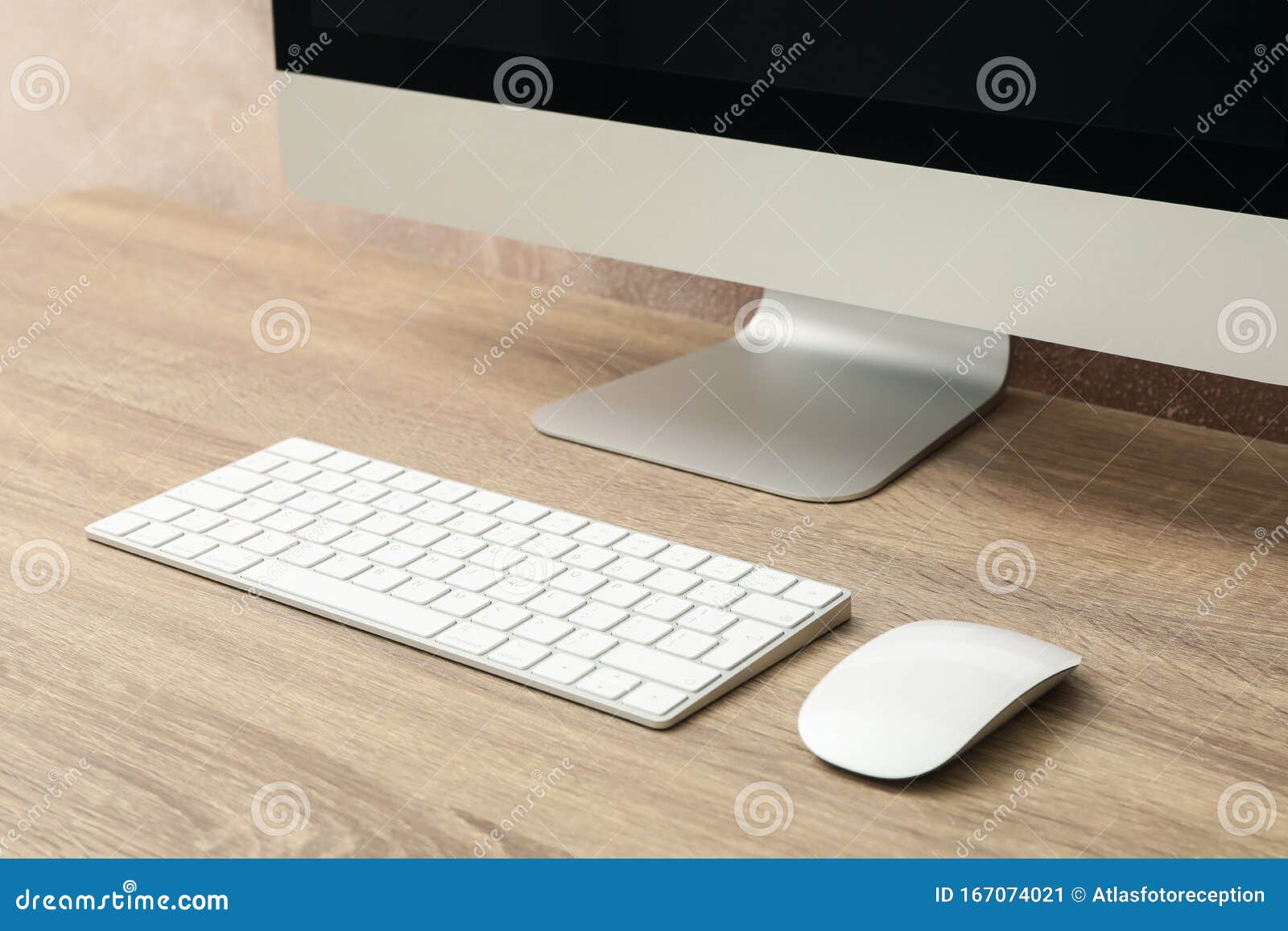 Workplace. Computer, Keyboard and Mouse on Table, Close Up Editorial ...