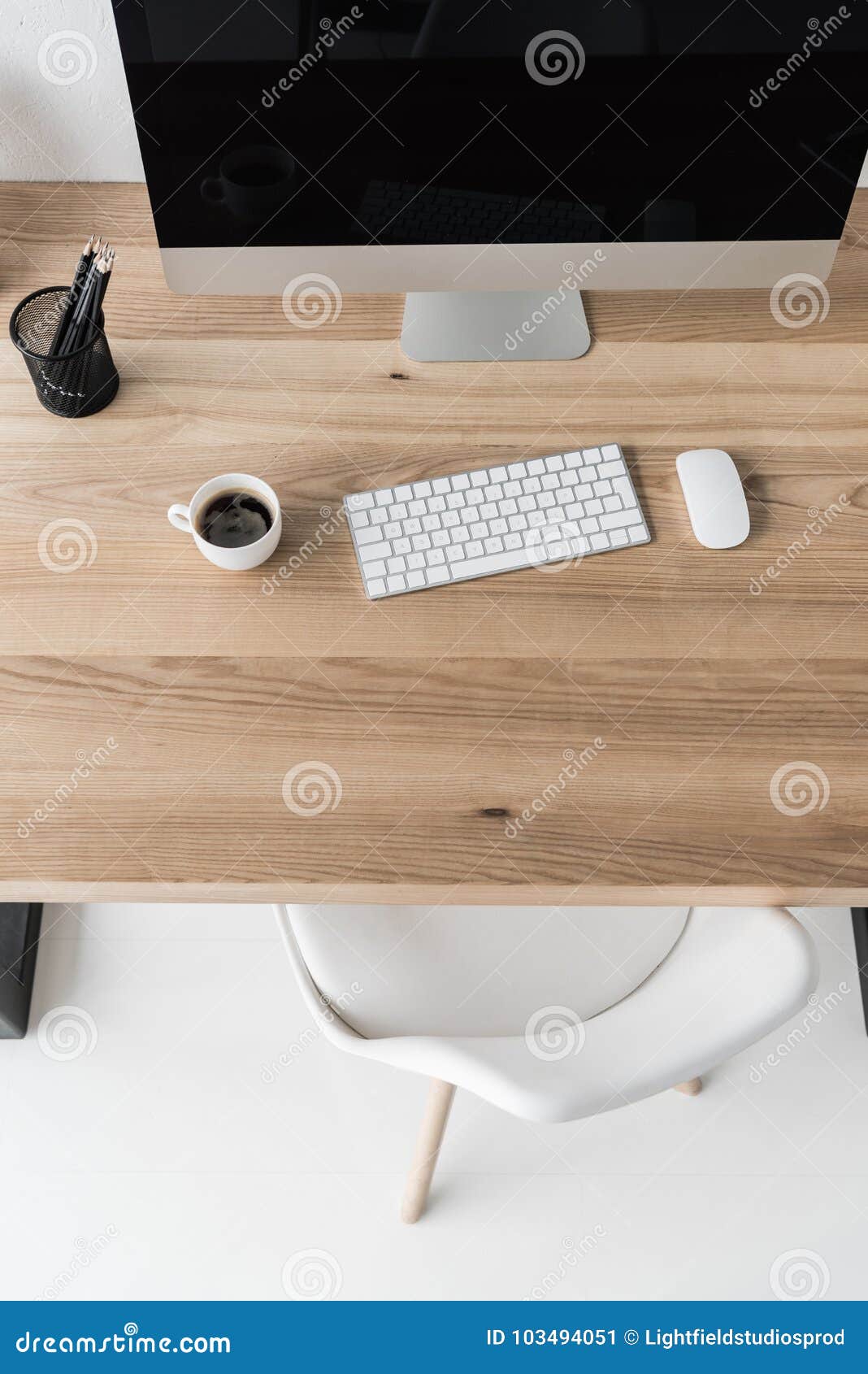 Workplace with Computer in Modern Office Stock Image - Image of empty ...