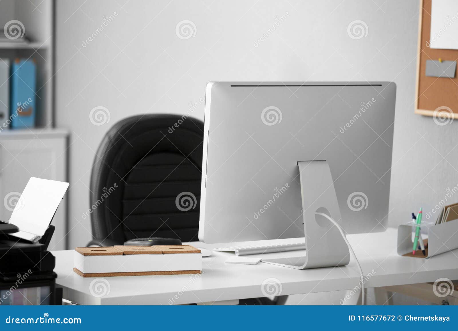 Workplace with Computer in Office Stock Photo - Image of furniture ...