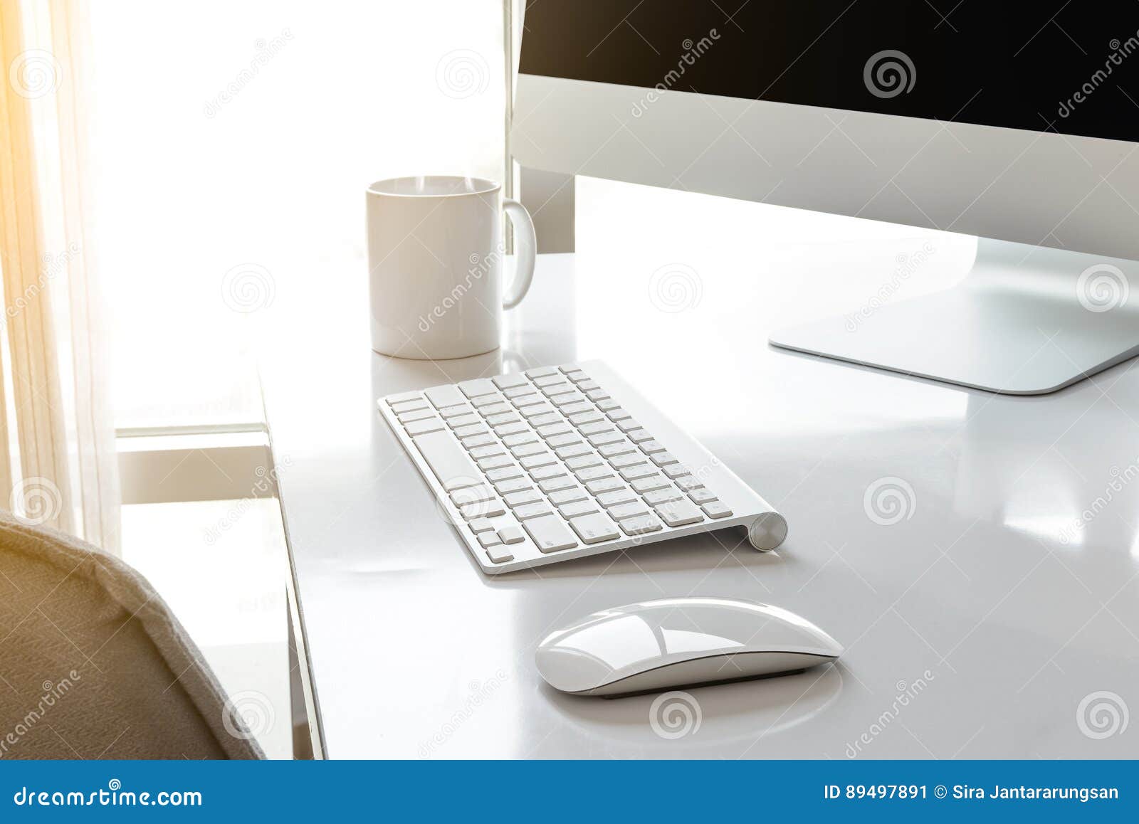 Workplace with Computer in Room Stock Image - Image of elegance ...