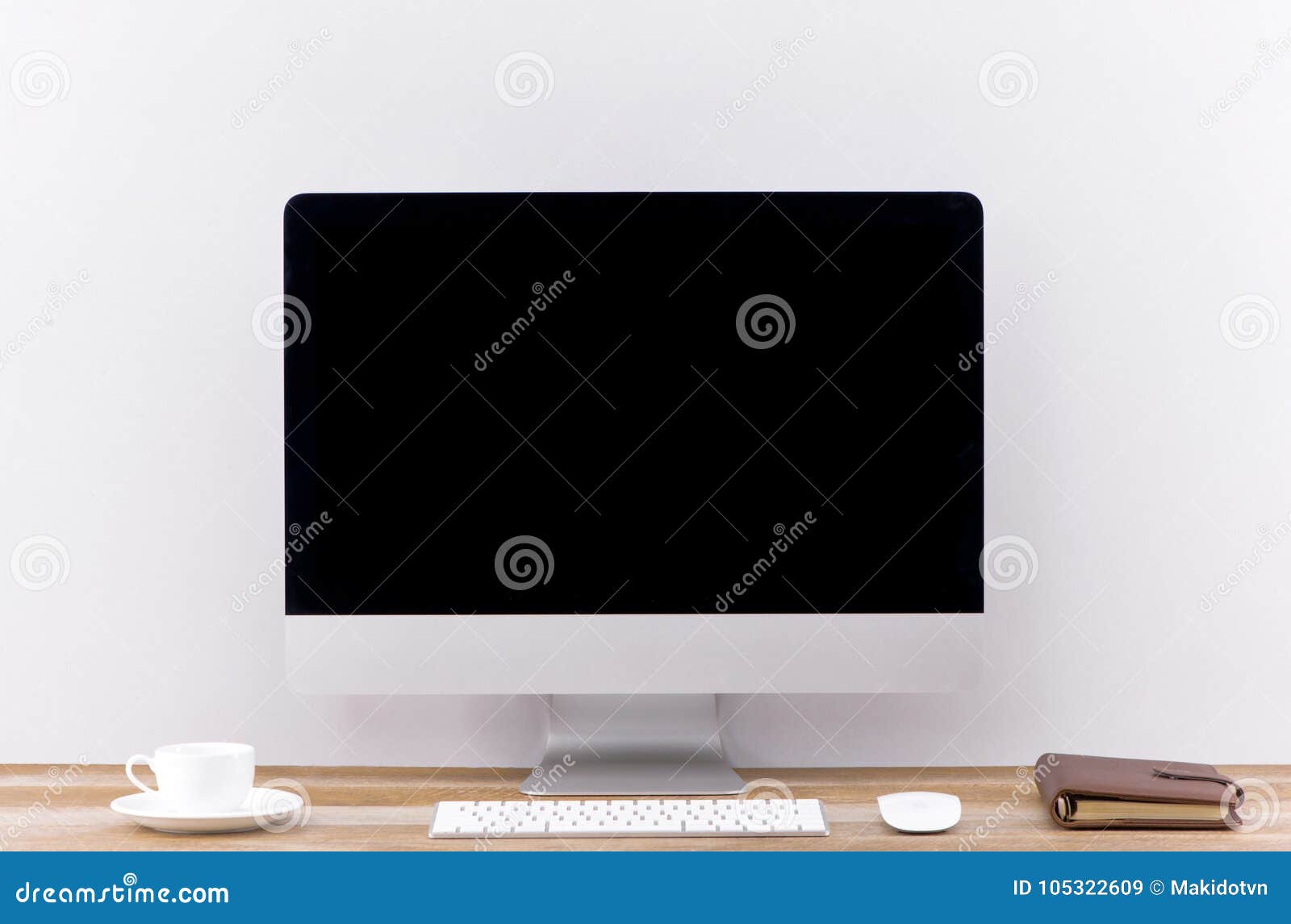 Workplace with Computer on Table in Modern Room Stock Image - Image of ...
