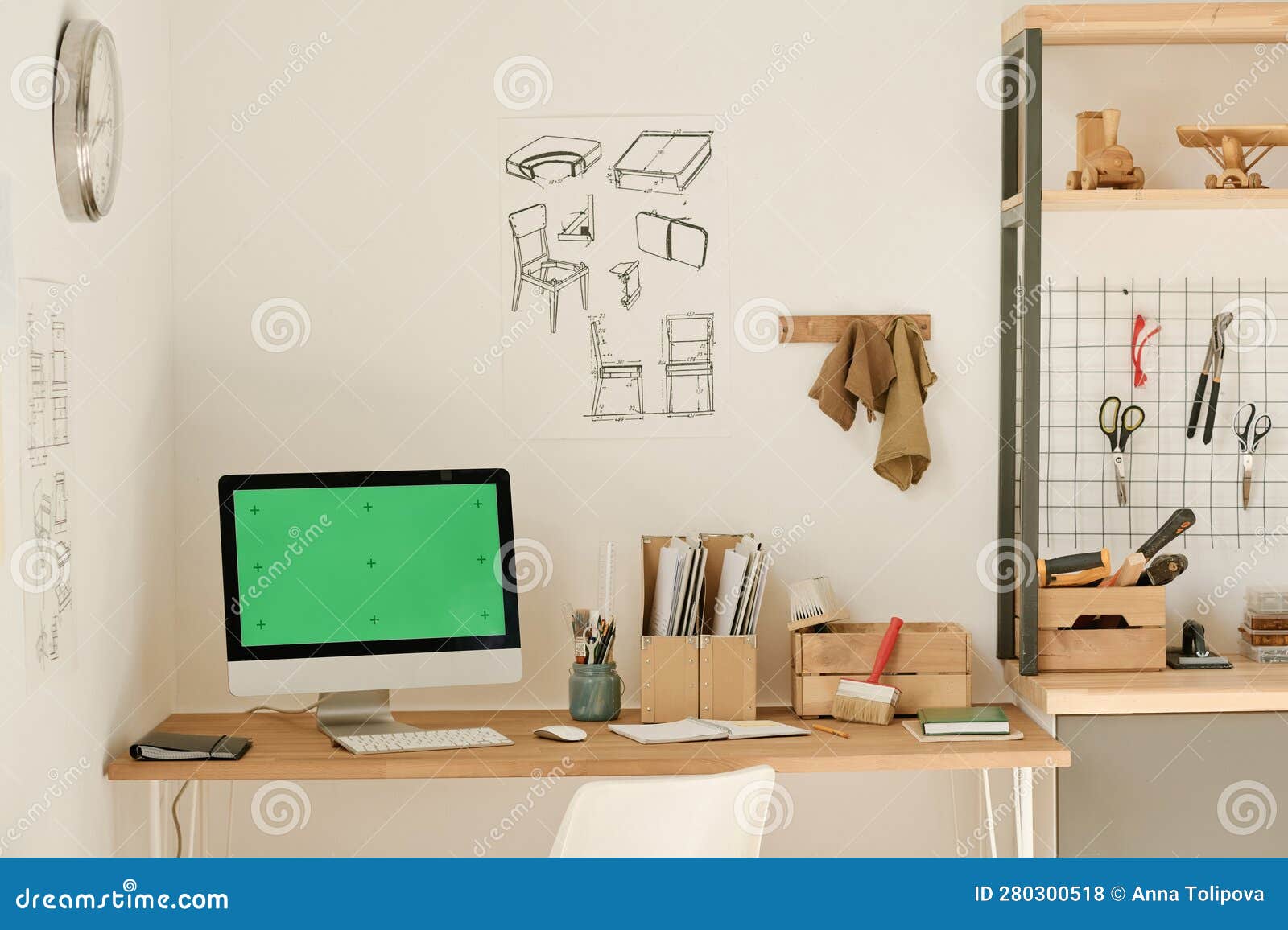 Workplace with Computer in Workshop Stock Photo - Image of workplace ...