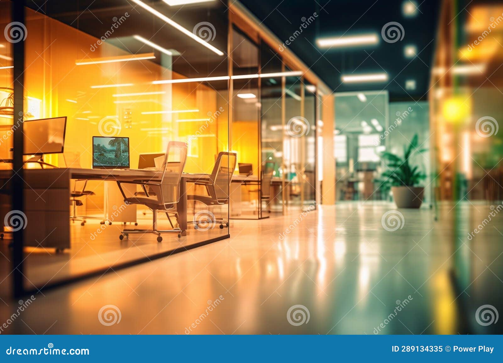 Workplace with Computers in the Office at Night. 3d Rendering Stock ...