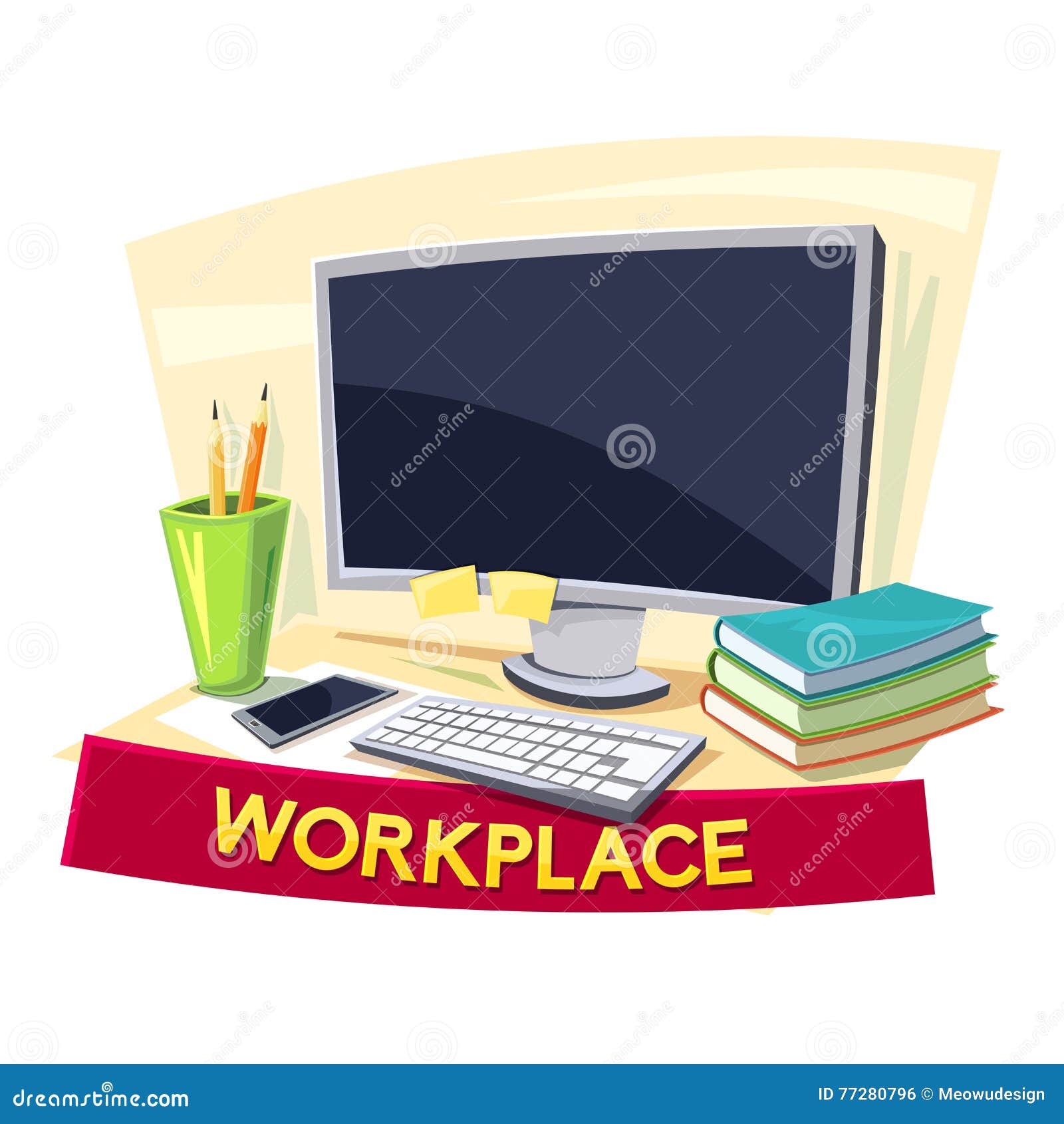 Workplace Concept Design, Vector Illustration Stock Vector ...