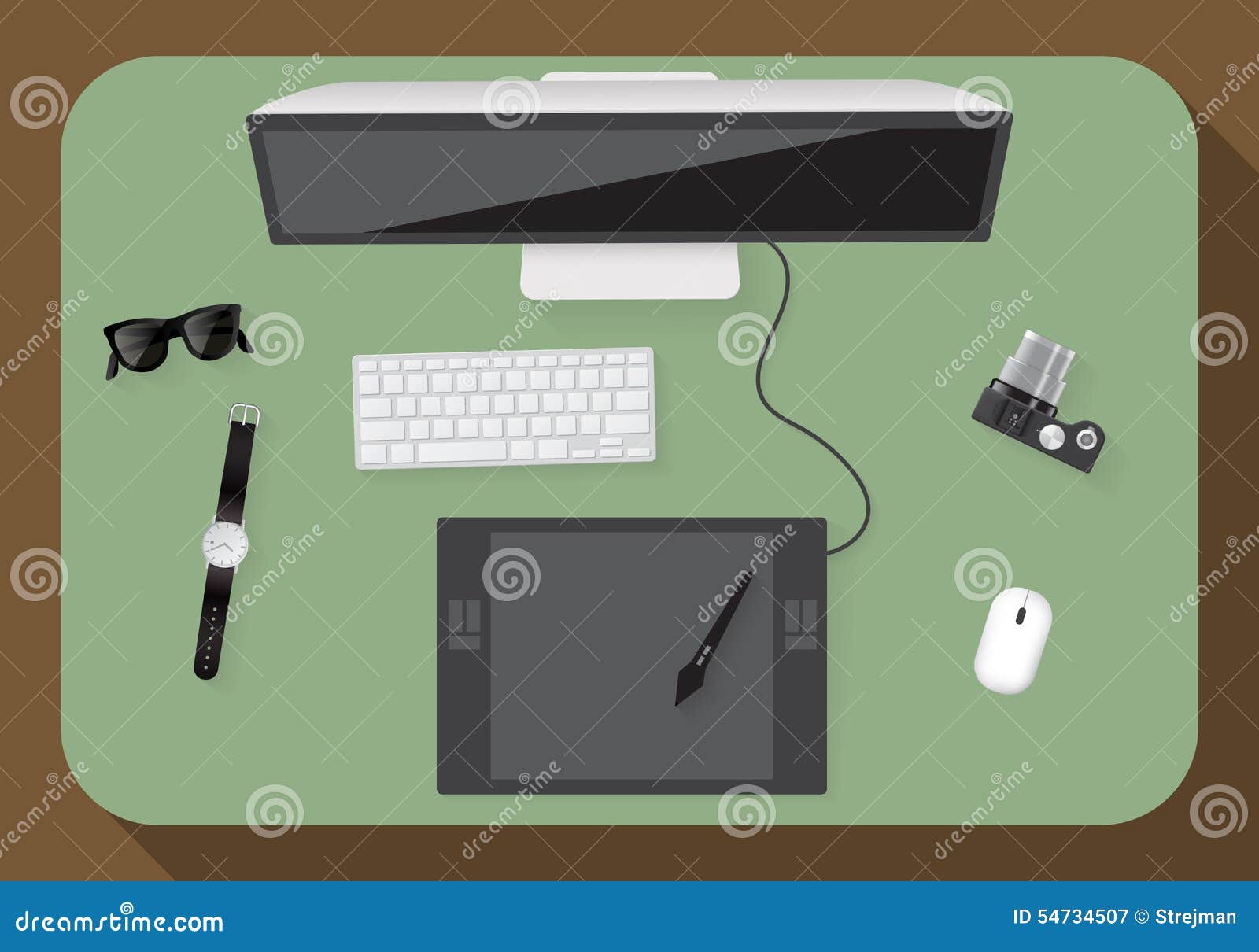 Workplace Concept. Flat Design Stock Vector - Illustration of element ...