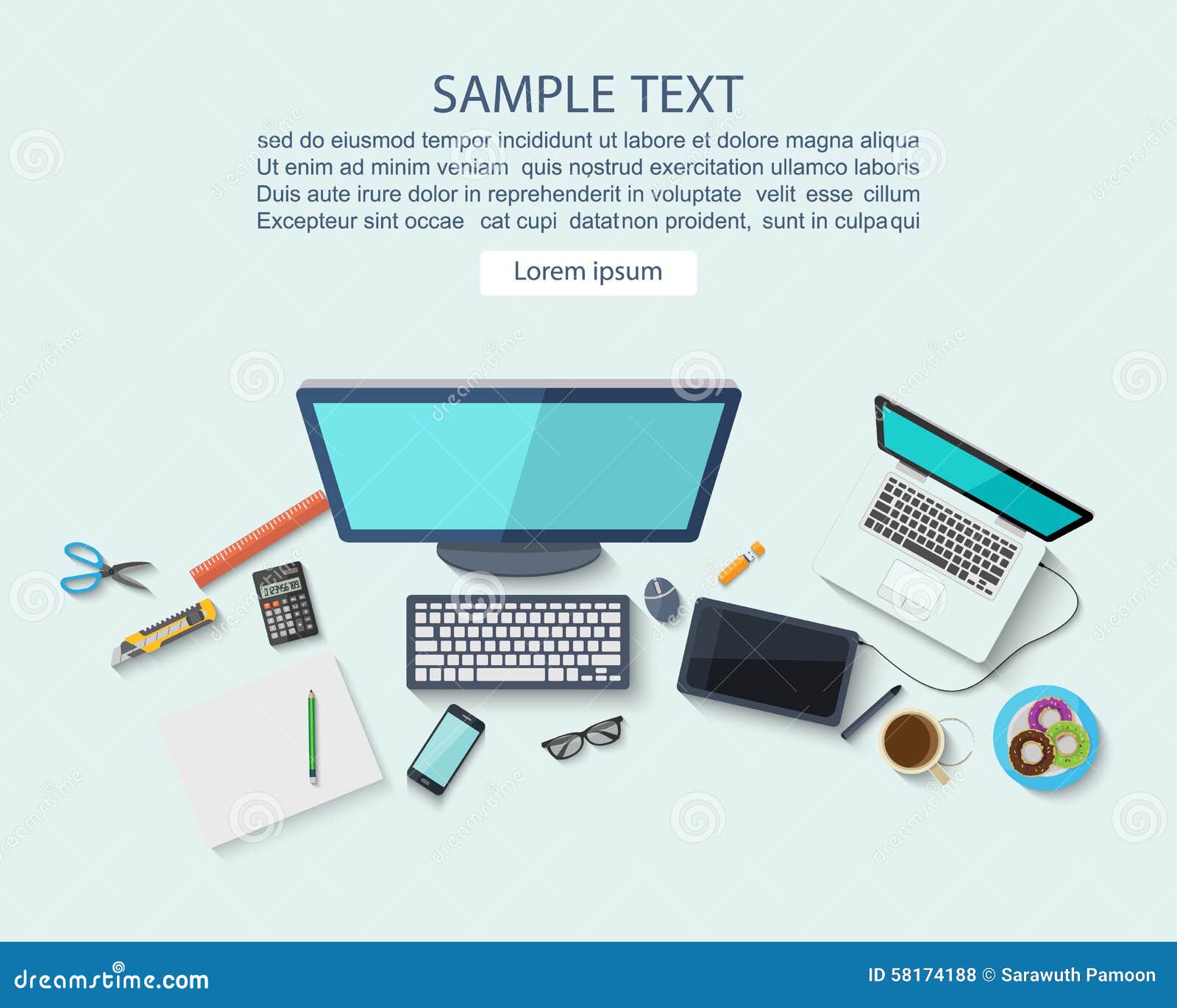 Workplace Concept ,Flat Design Stock Vector - Illustration of life ...