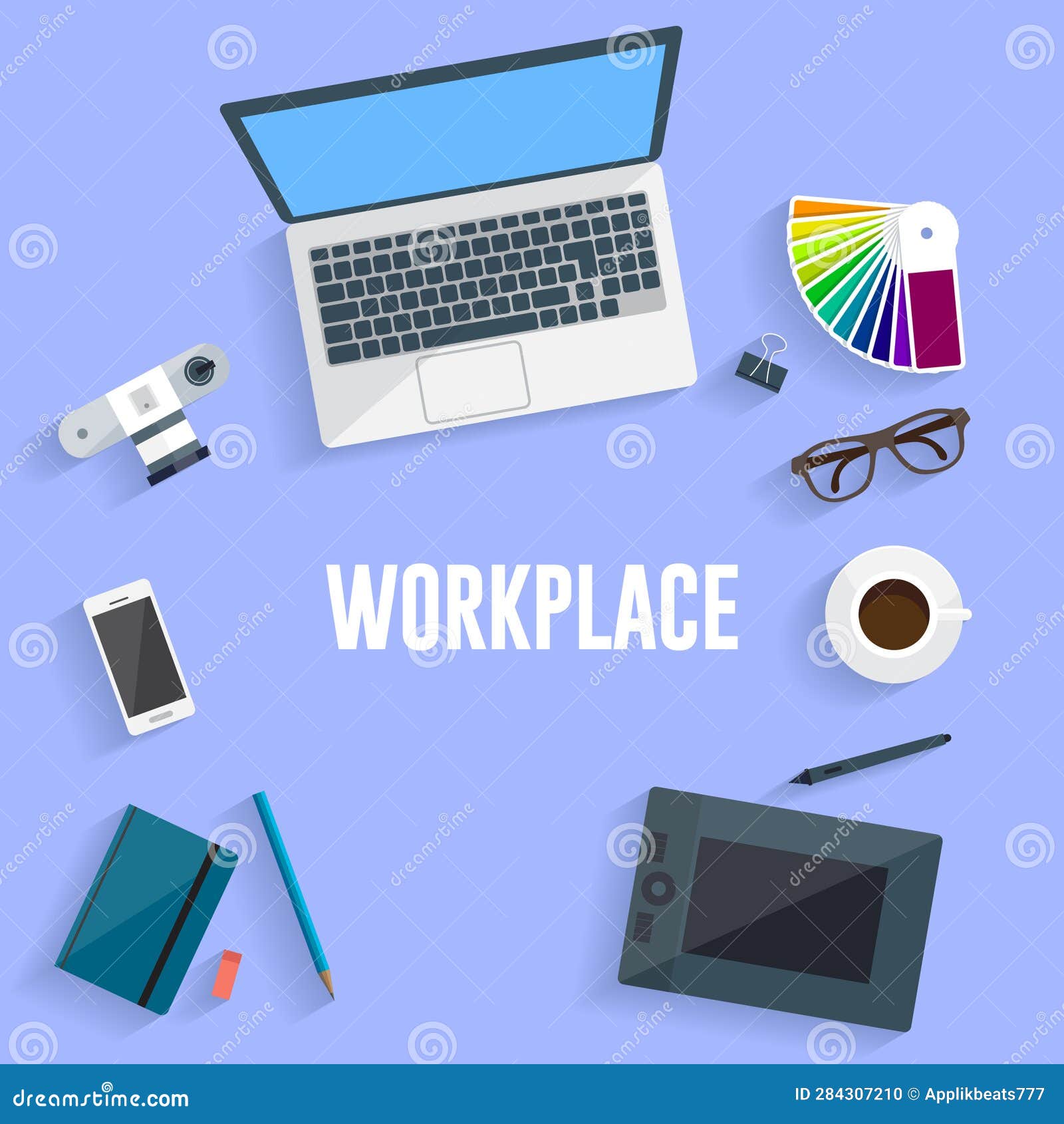 Workplace Concept Illustration. Flat Design Stock Vector - Illustration ...