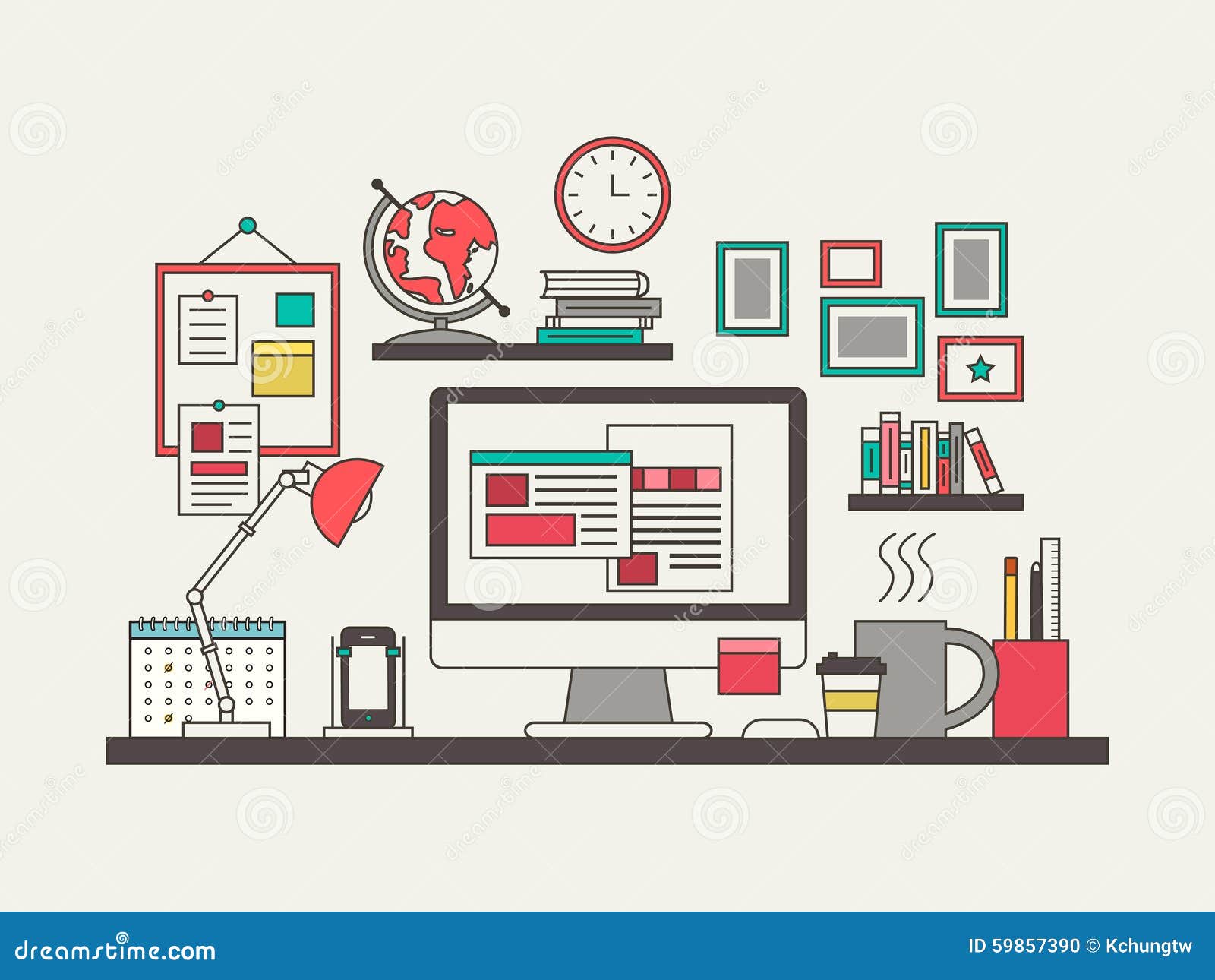 Workplace concept stock vector. Illustration of design - 59857390