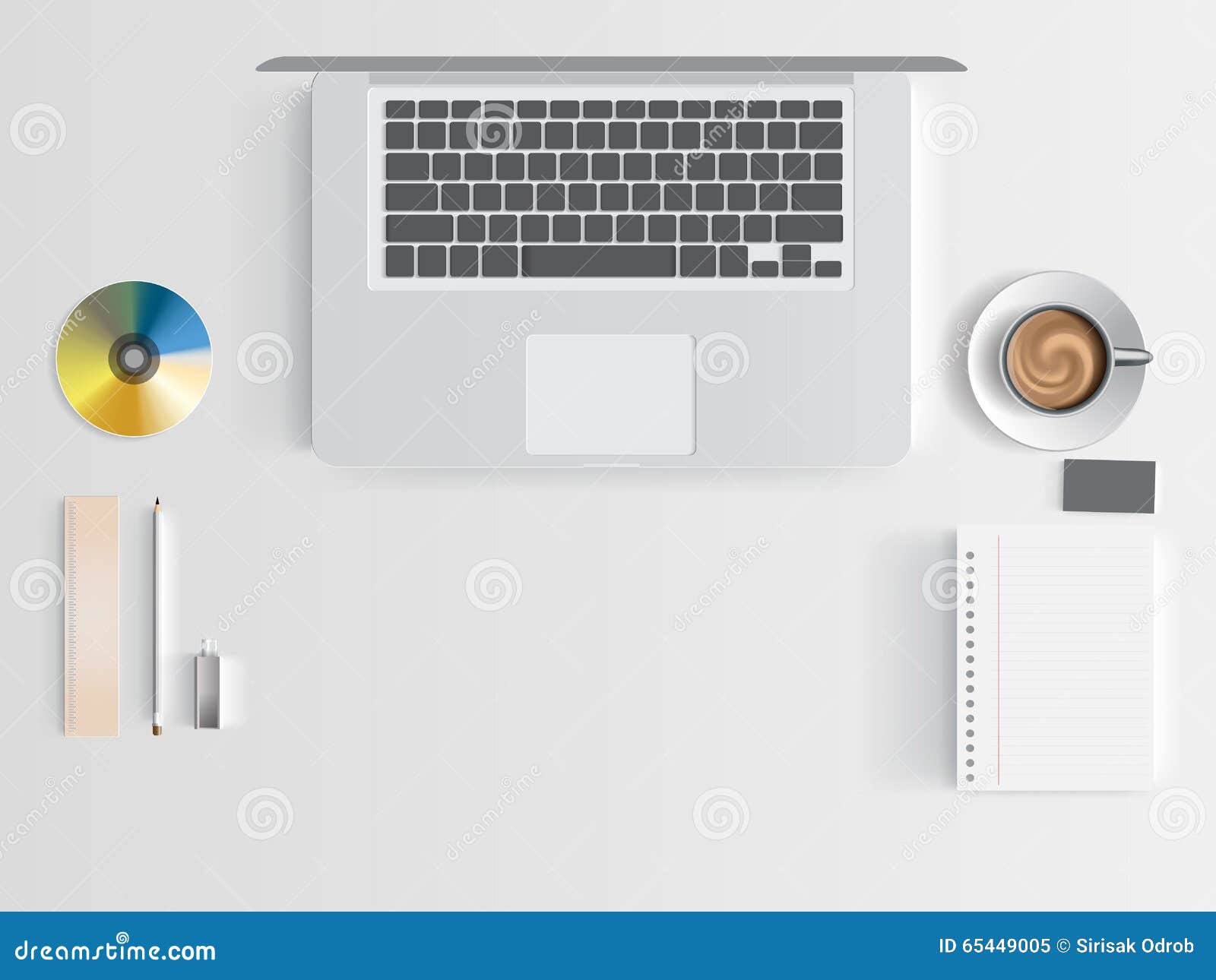 Workplace concept top view stock illustration. Illustration of design ...