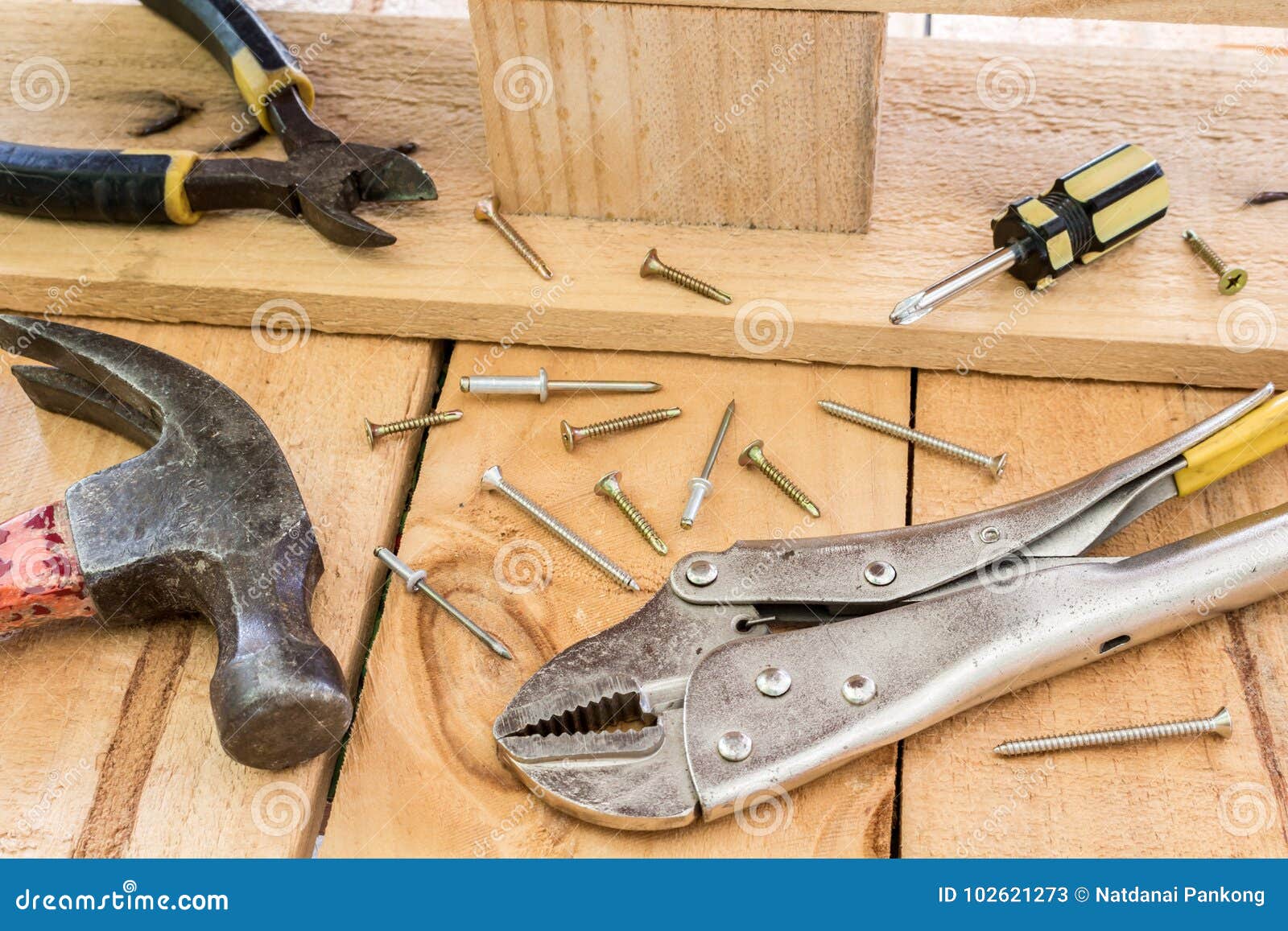 Workplace with Construction Tools Stock Image - Image of industrial ...
