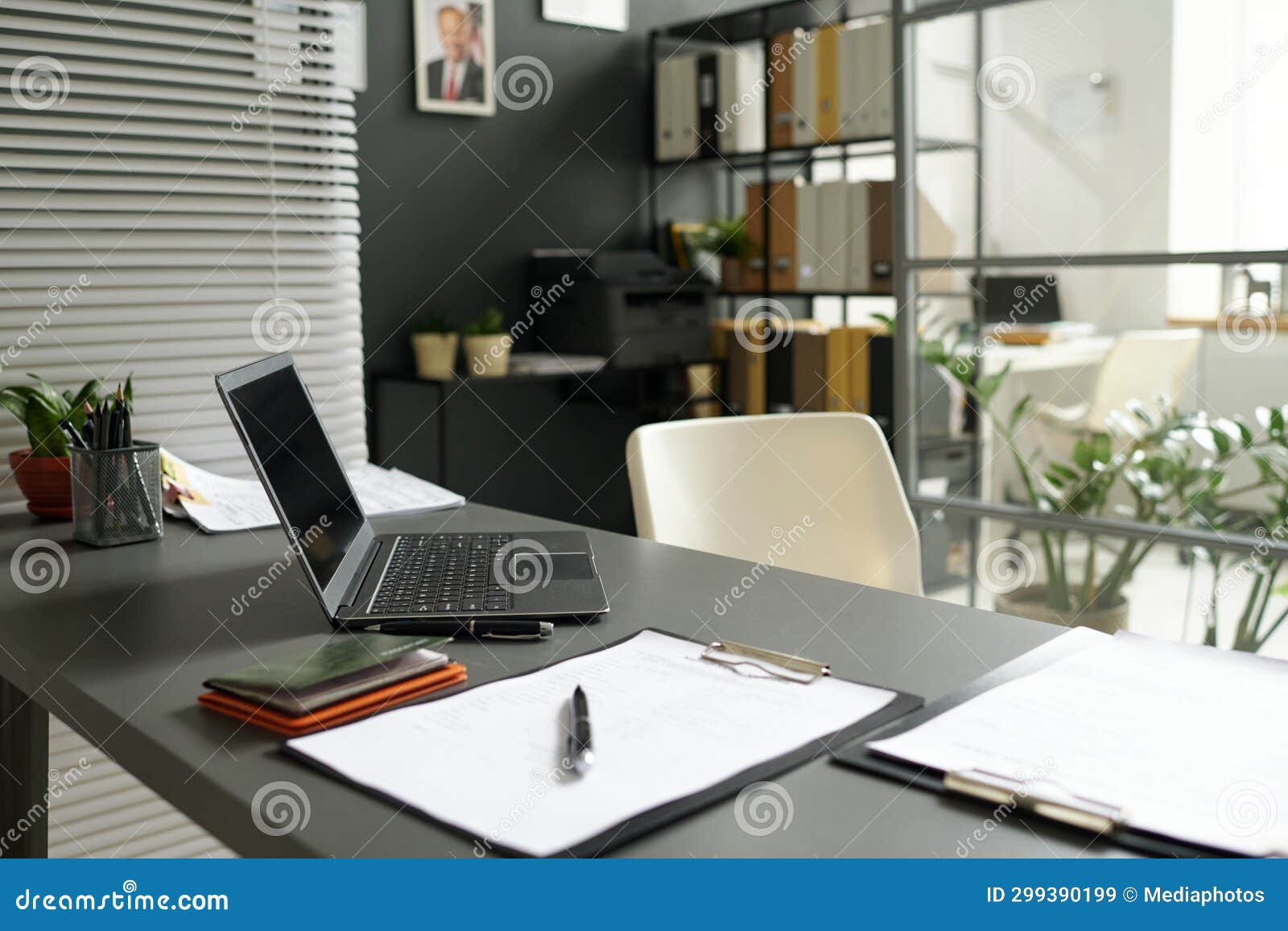 Workplace of Consultant in Office Stock Image - Image of computer ...