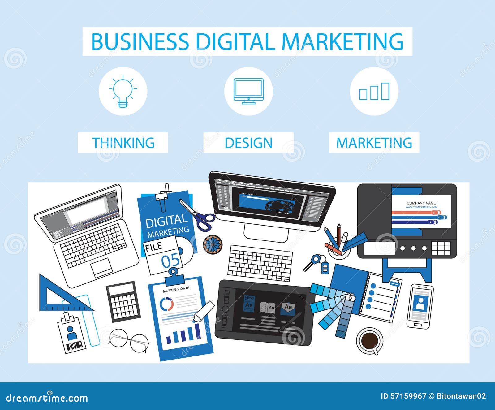 Workplace of Designer with Devices for Work,Flat Designed Banner Stock ...