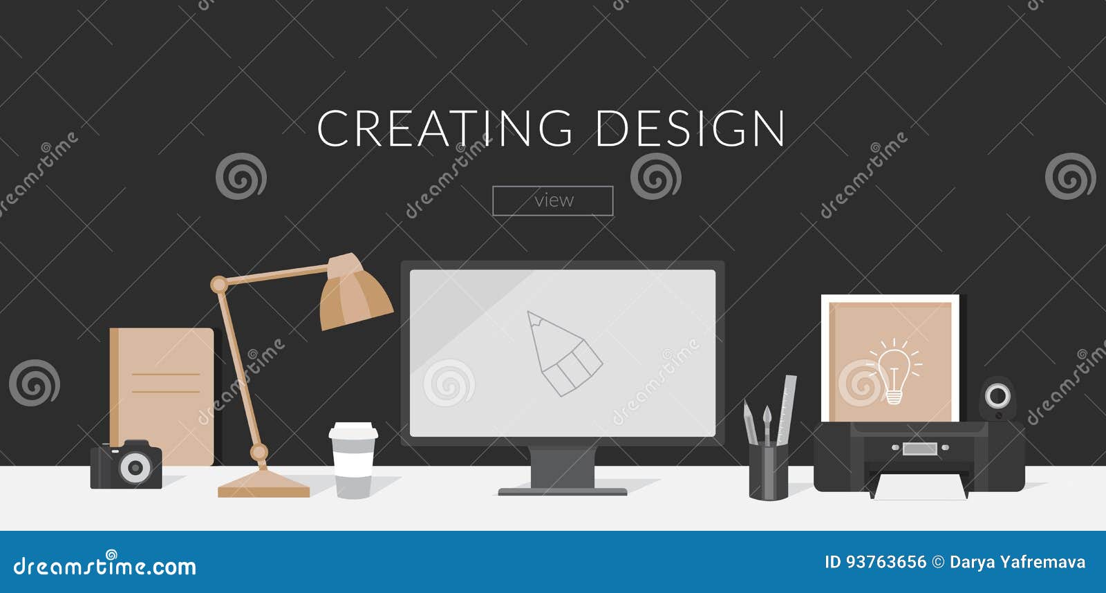 Workplace of the Designer and Illustrator. Stock Illustration ...