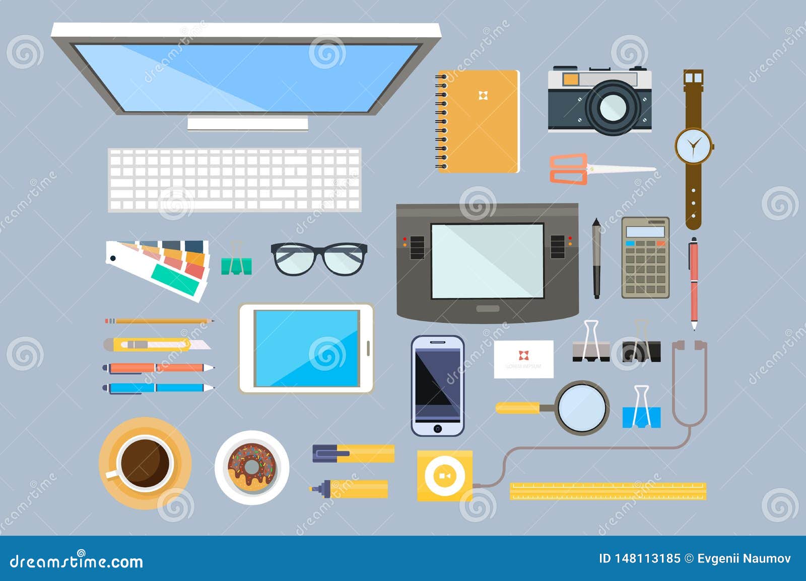 Workplace of Designer, Office Equipment, Mobile Devices and Work Tools ...