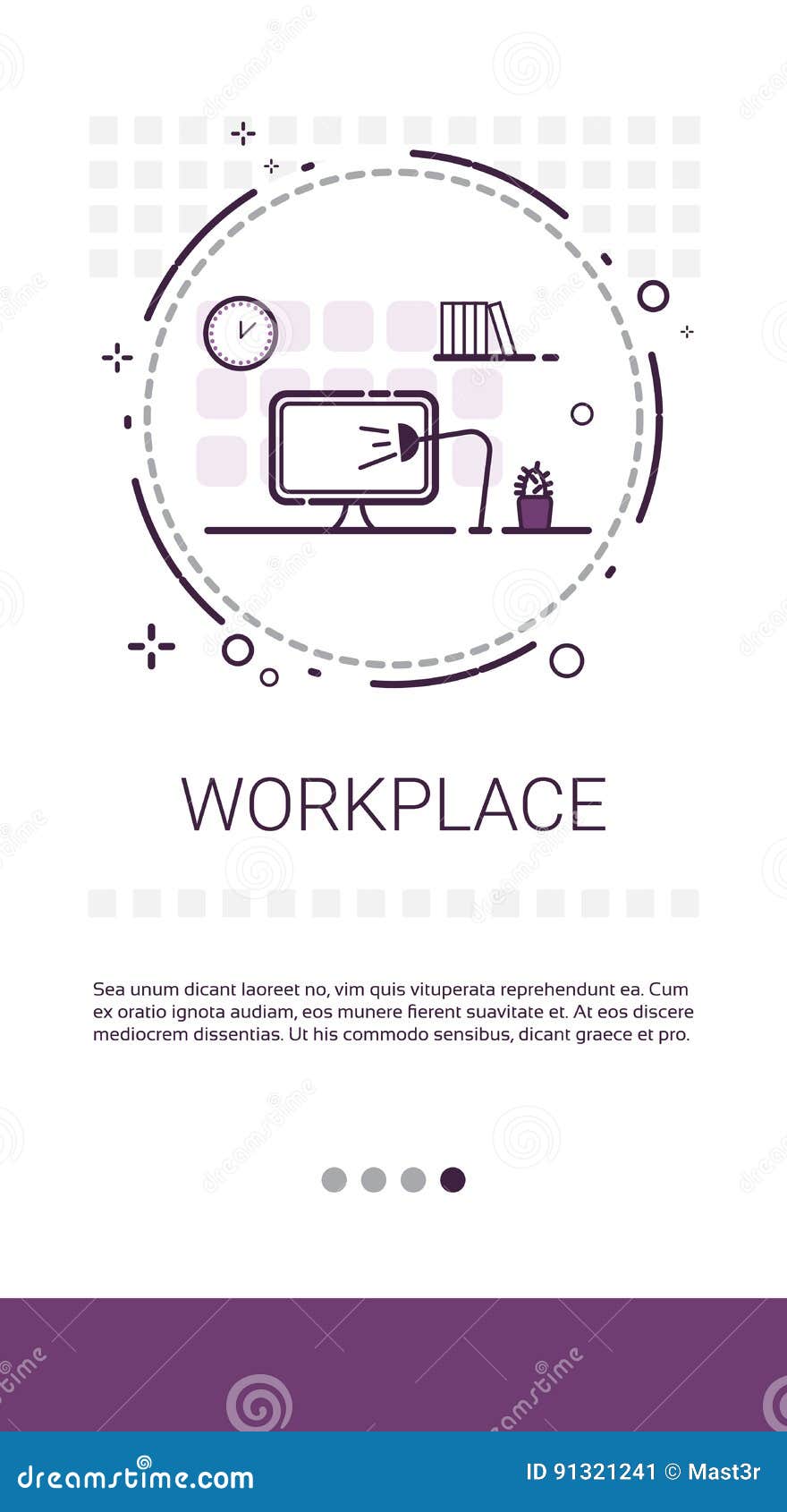 Workplace Desk Computer Workspace Office Banner Stock Vector ...