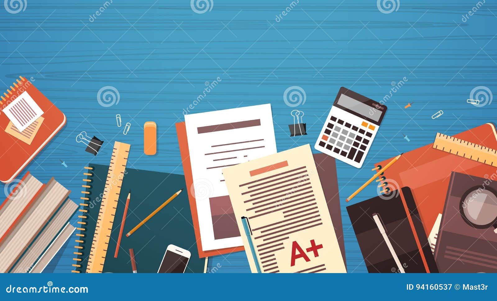 Workplace Desk Documents Papers Folder Office Stuff Top Angle View Copy ...