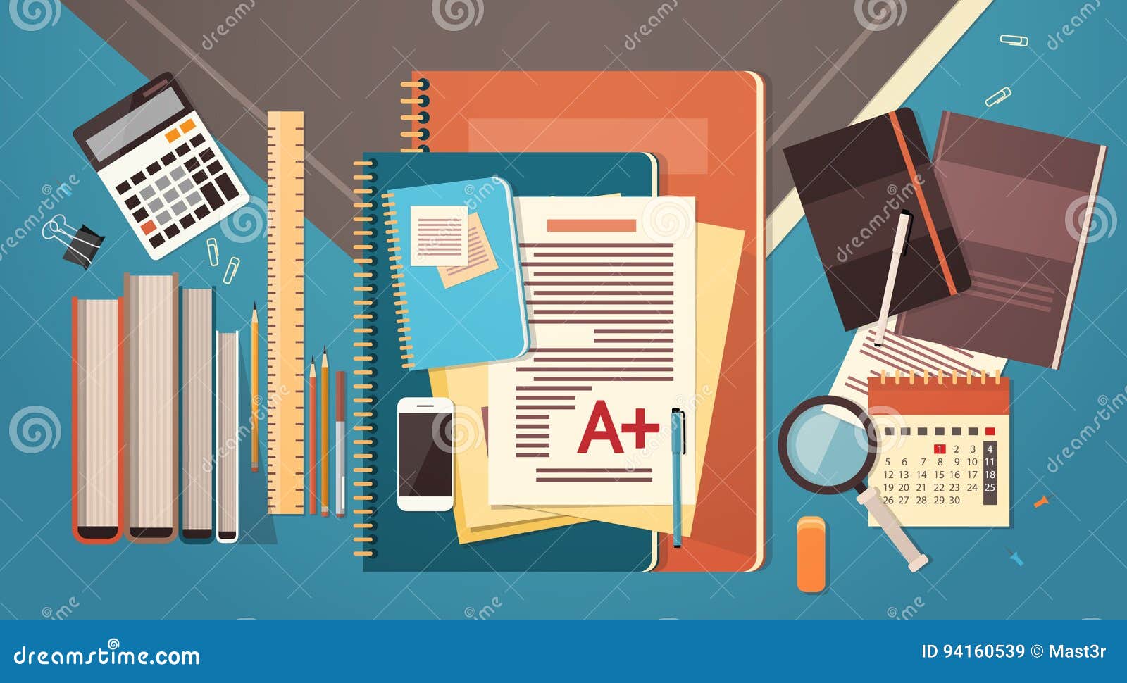 Workplace Desk Documents Papers Folder Office Stuff Top Angle View Copy ...