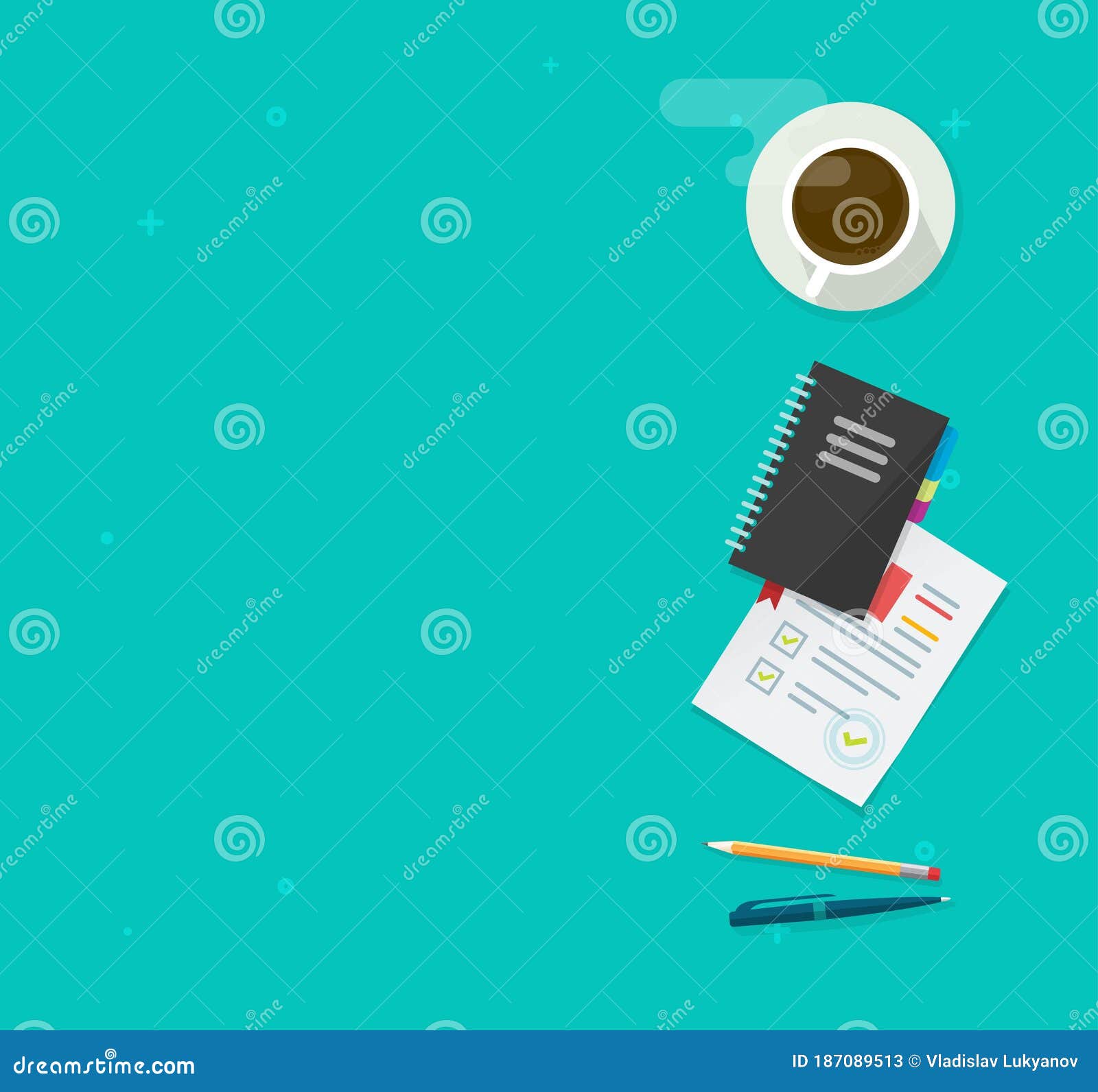 Notepad And Pens Cartoon Vector | CartoonDealer.com #43185135
