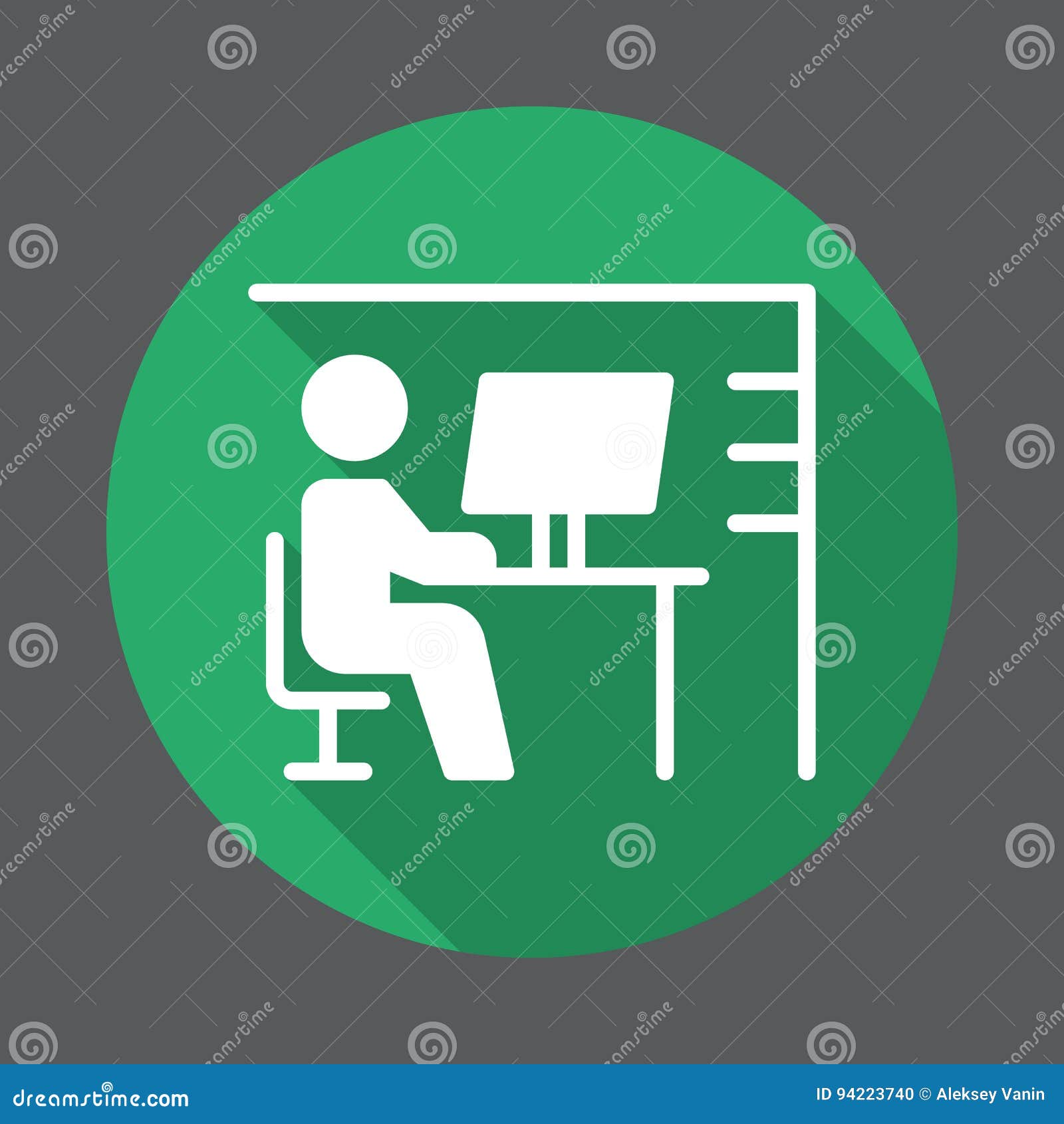 Workplace Desk, Workspace Flat Icon. Round Colorful Button, Circular ...