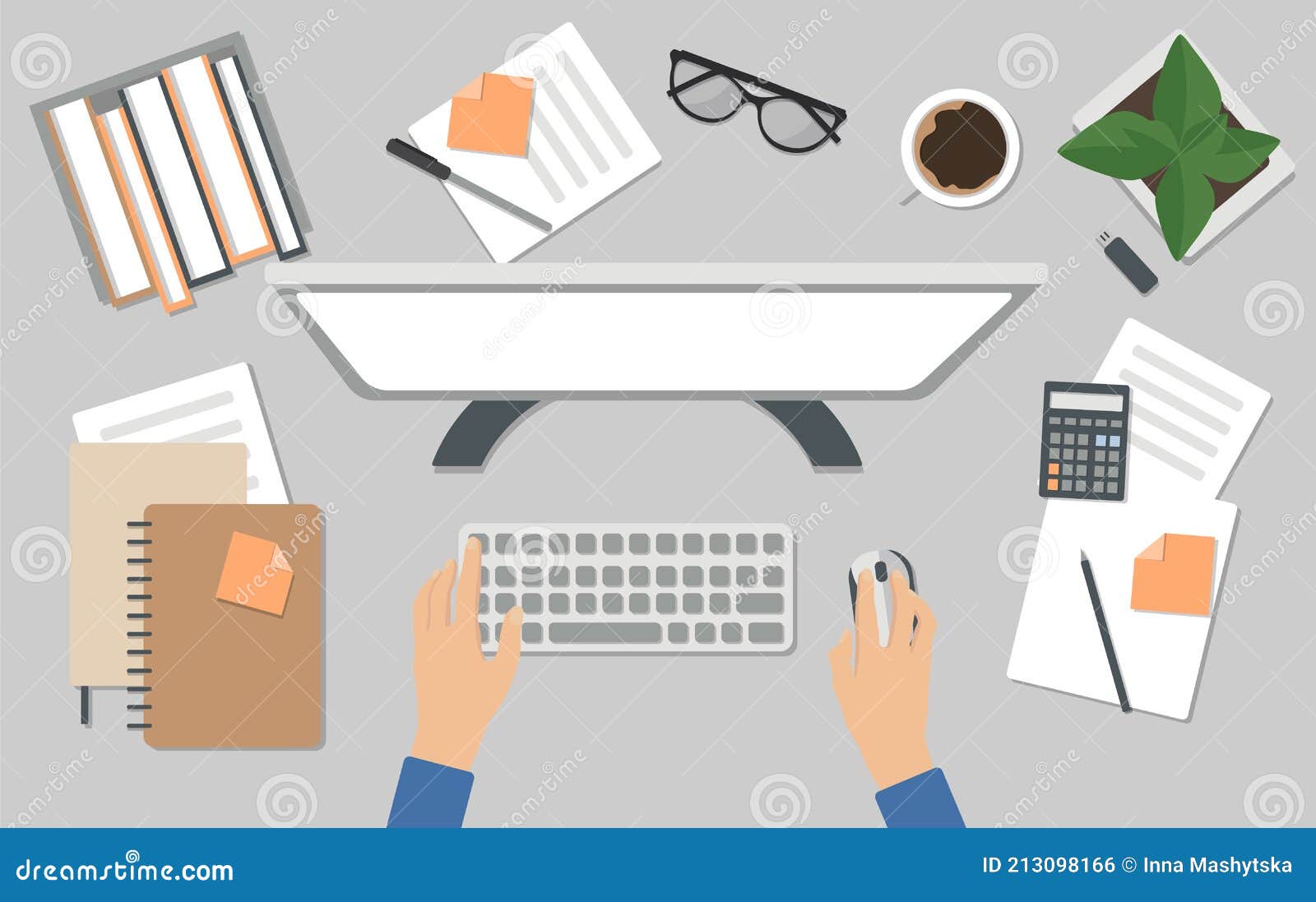 A Table With Old Documents, Bookshelves, Folders, A Visitor. A Library ...