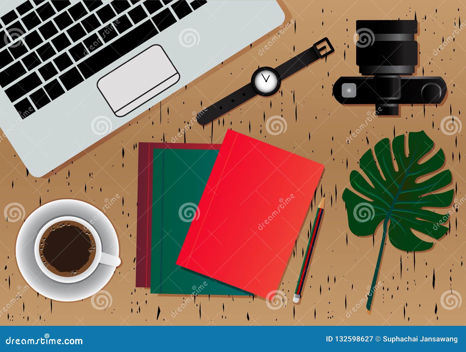 Workplace Desktop Background. Top View of Table Stock Vector ...