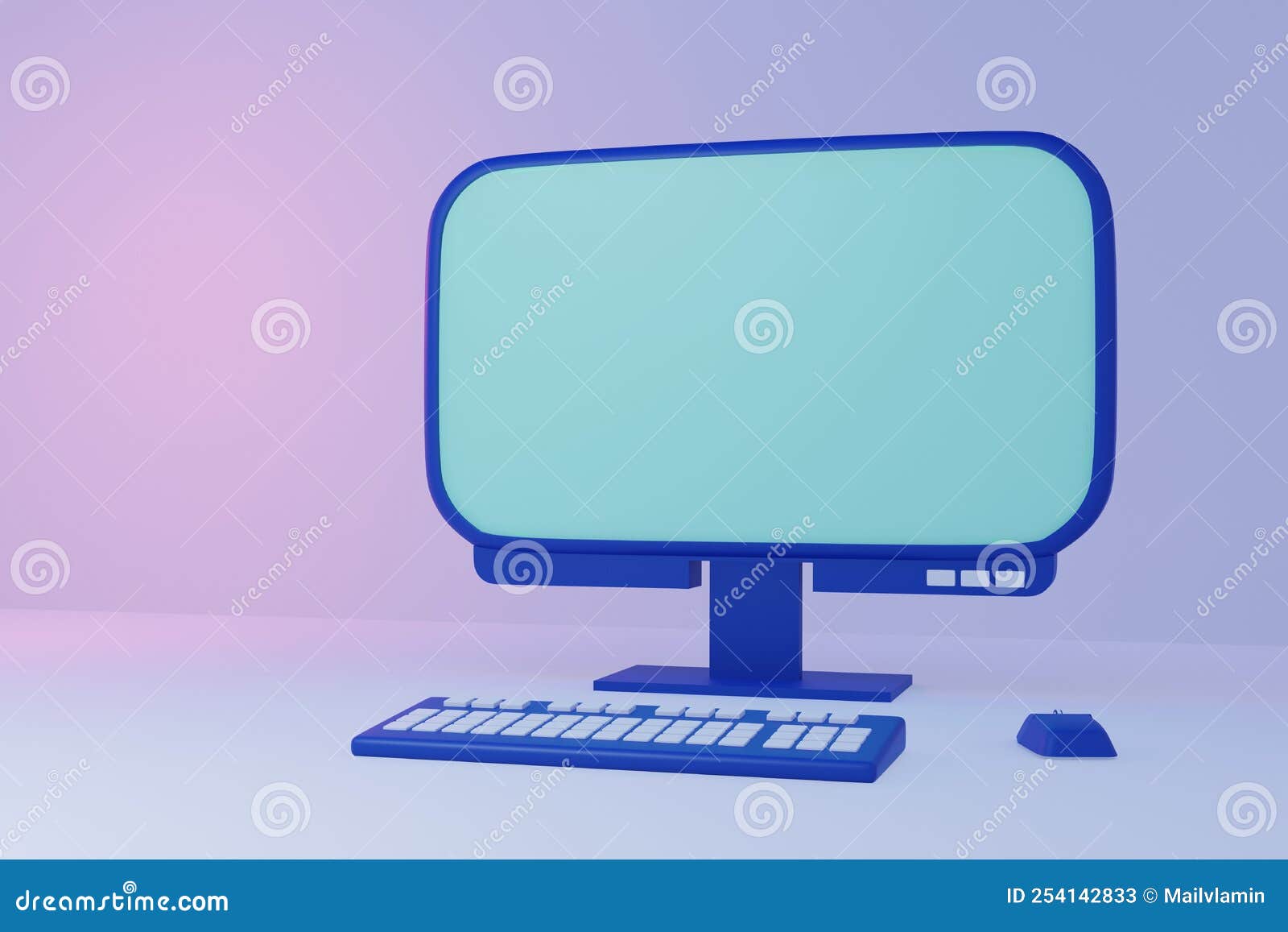 Workplace at Desktop Computer. Monitor, Keyboard and Mouse Stock ...