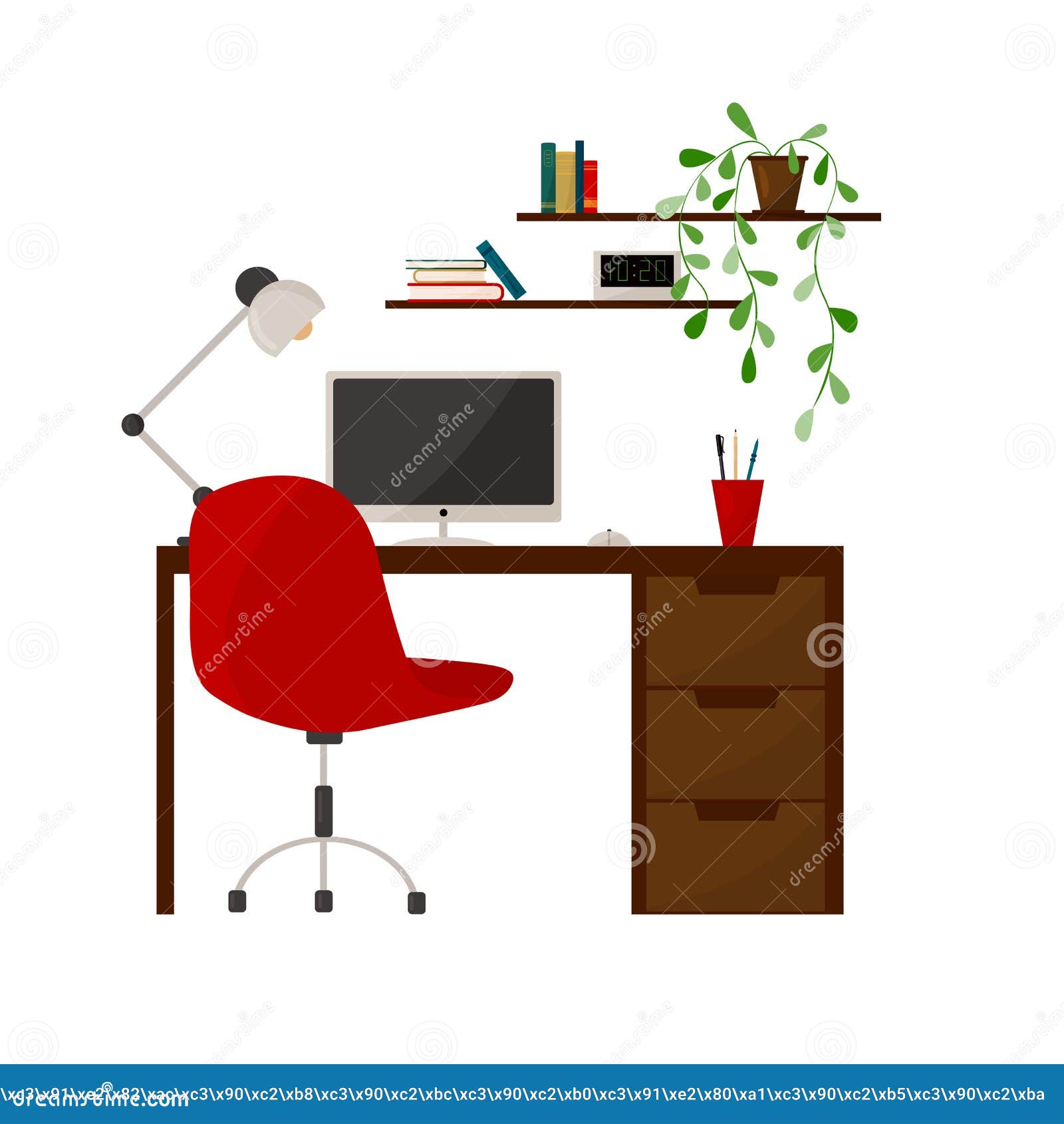 Desktop Modern Computer Workstation Hands Typing Keyboard Cartoon ...