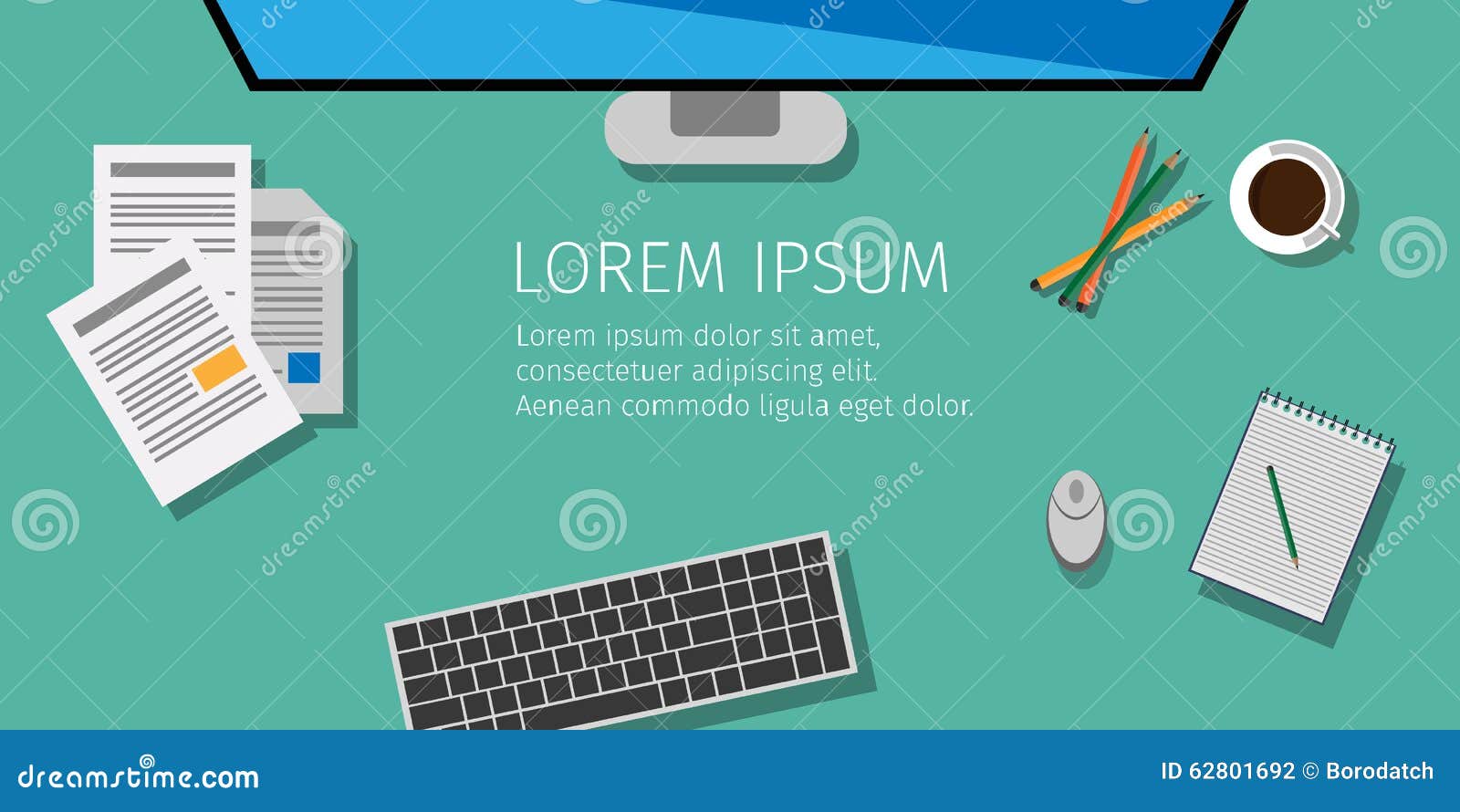 Workplace Developer Monitor and Keyboard Stock Vector - Illustration of business, interface ...