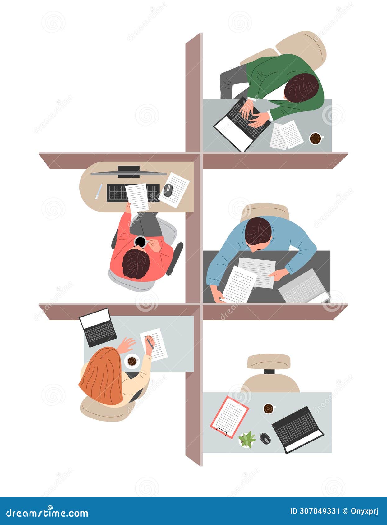 Workplace Different Office Zones for Open Space Work Stock Vector ...