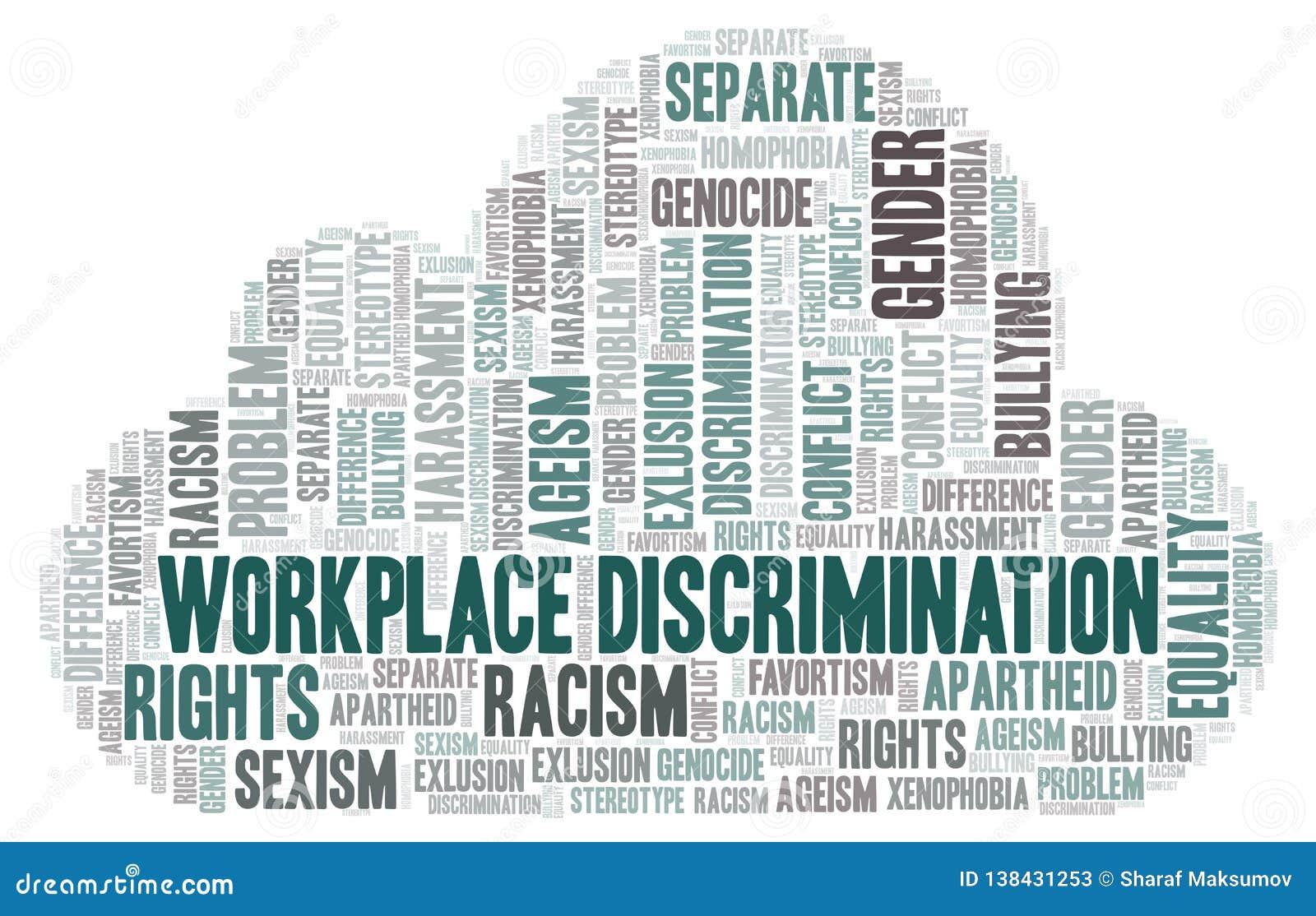Workplace Discrimination - Type of Discrimination - Word Cloud Stock ...