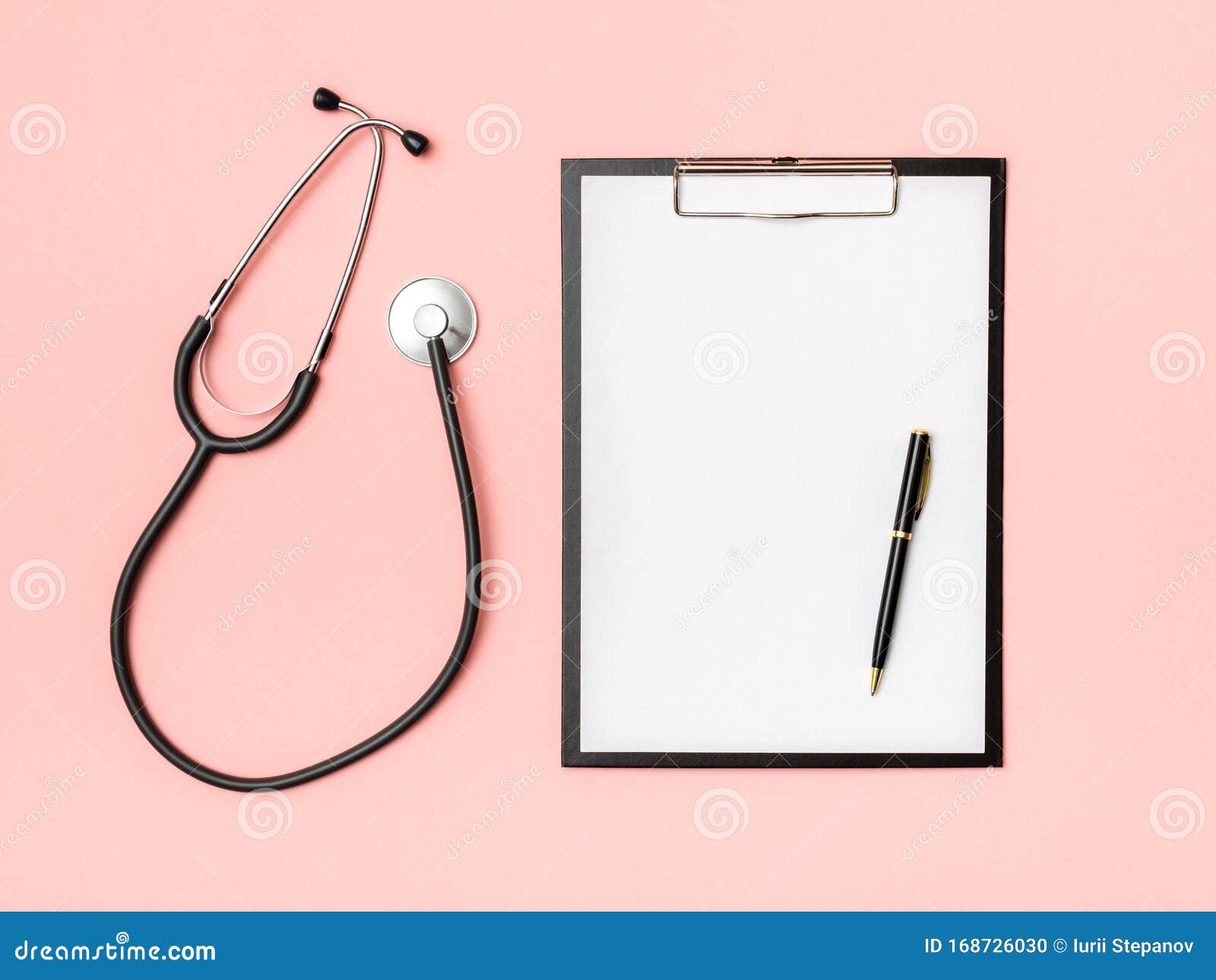 Workplace of Doctor with Notebook and Stethoscope Stock Photo - Image ...