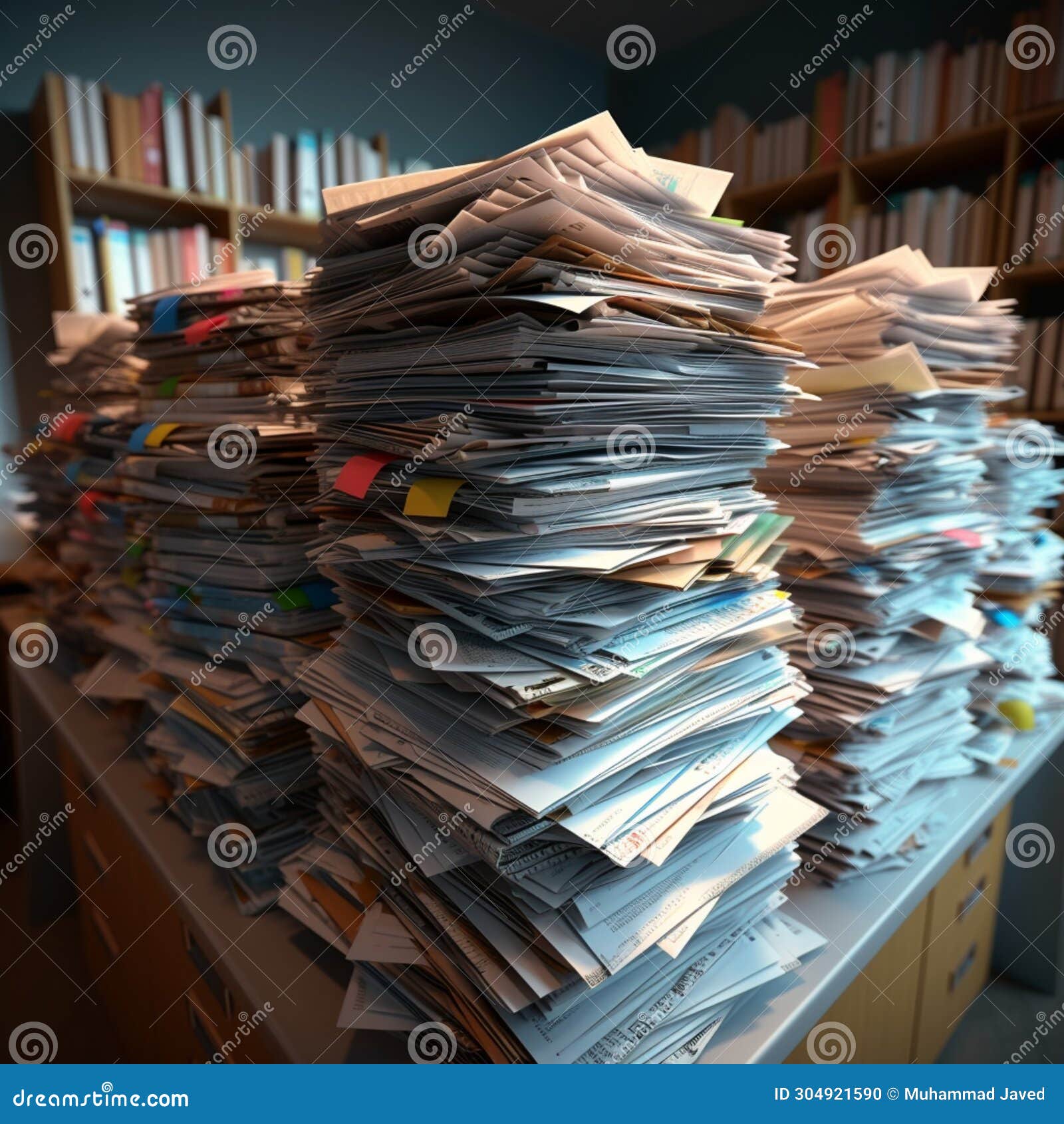 Workplace Efficiency Piles of Paper Documents, Organized Office ...