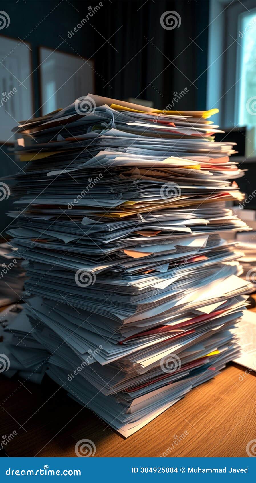 Workplace Efficiency Piles of Paper Documents, Organized Office ...