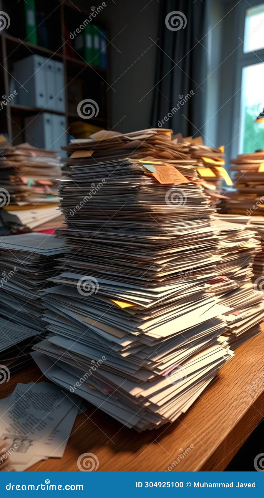 Workplace Efficiency Piles of Paper Documents, Organized Office ...