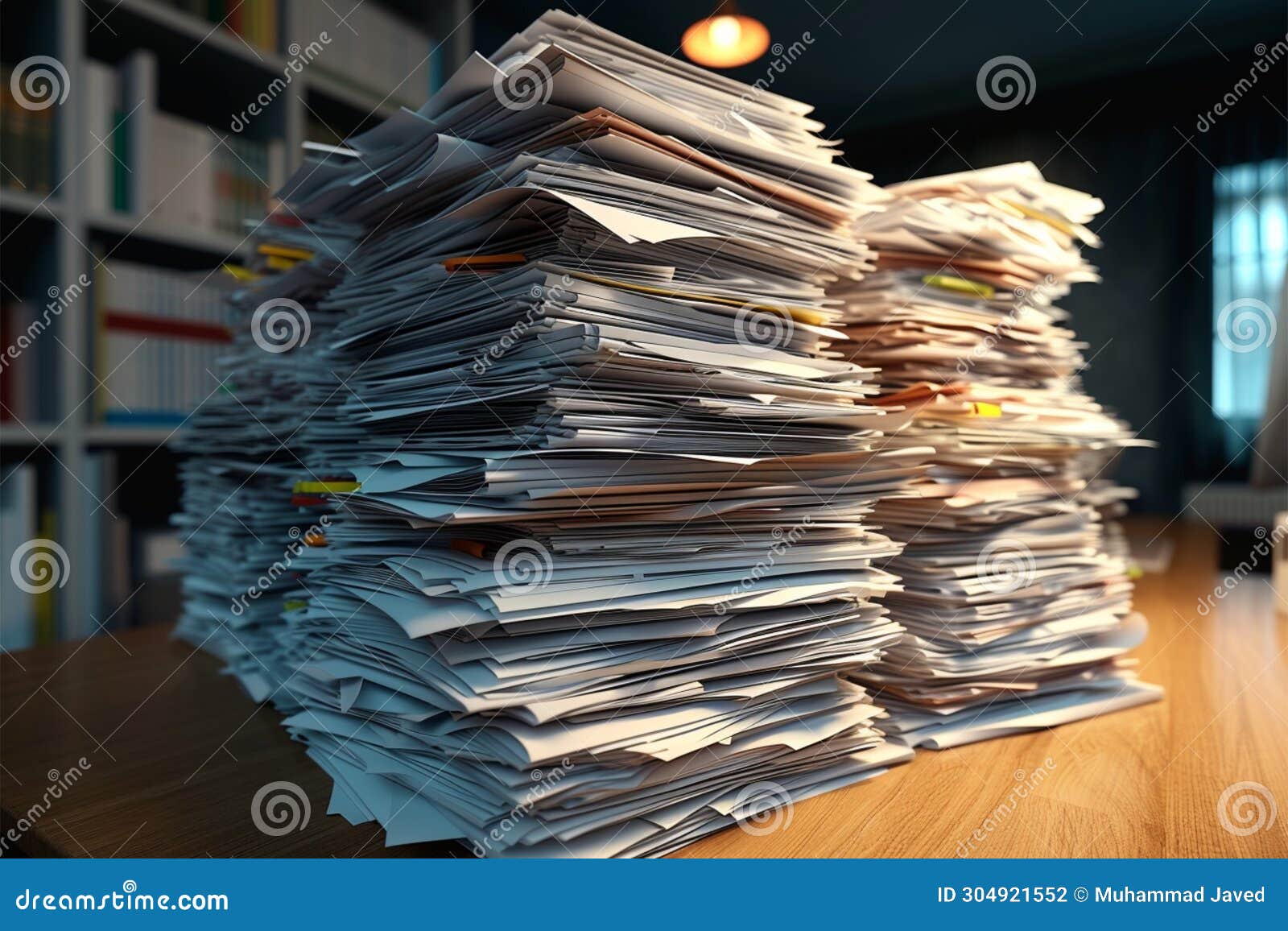 Workplace Efficiency Piles of Paper Documents, Organized Office ...