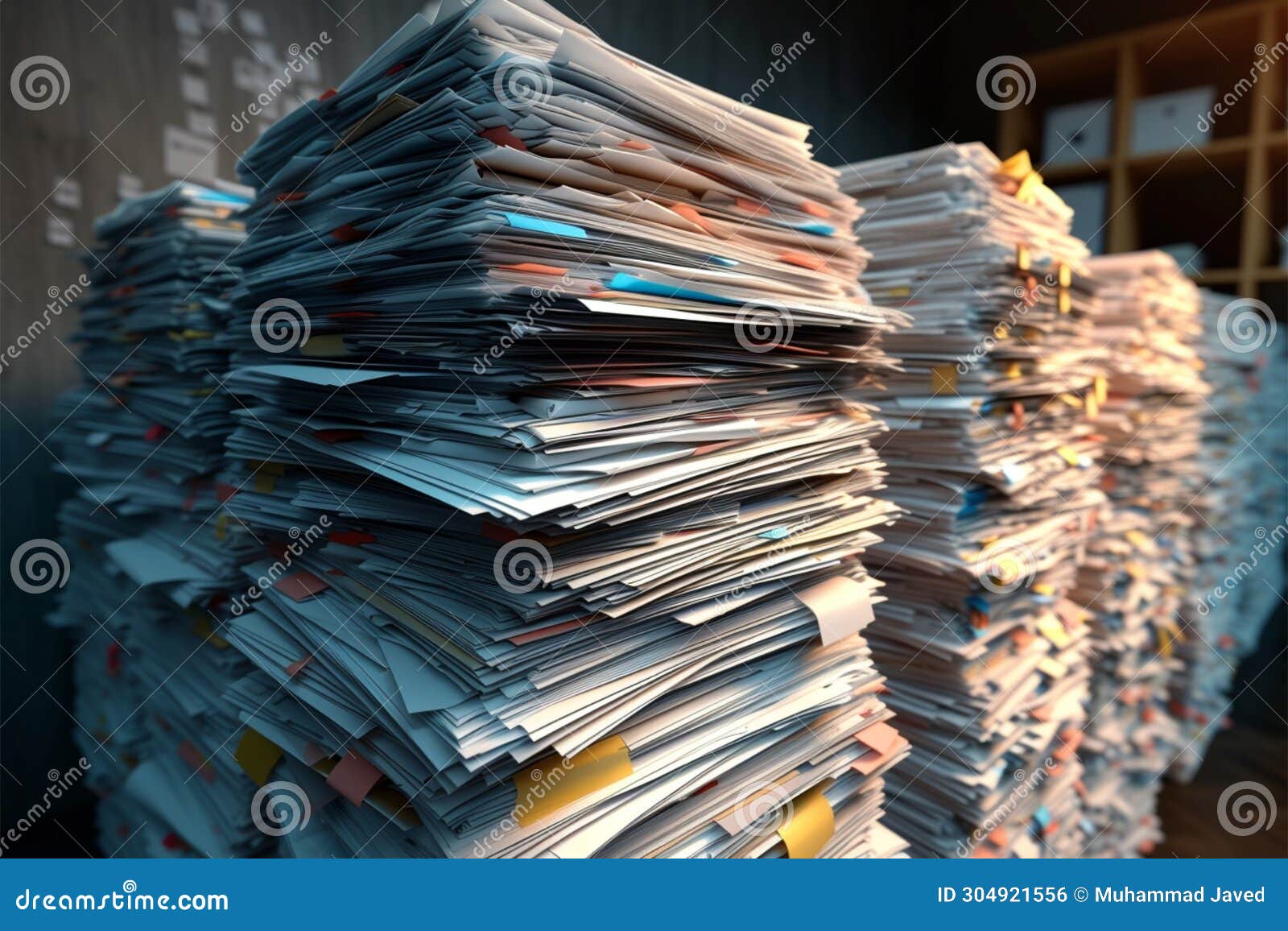 Workplace Efficiency Piles of Paper Documents, Organized Office ...