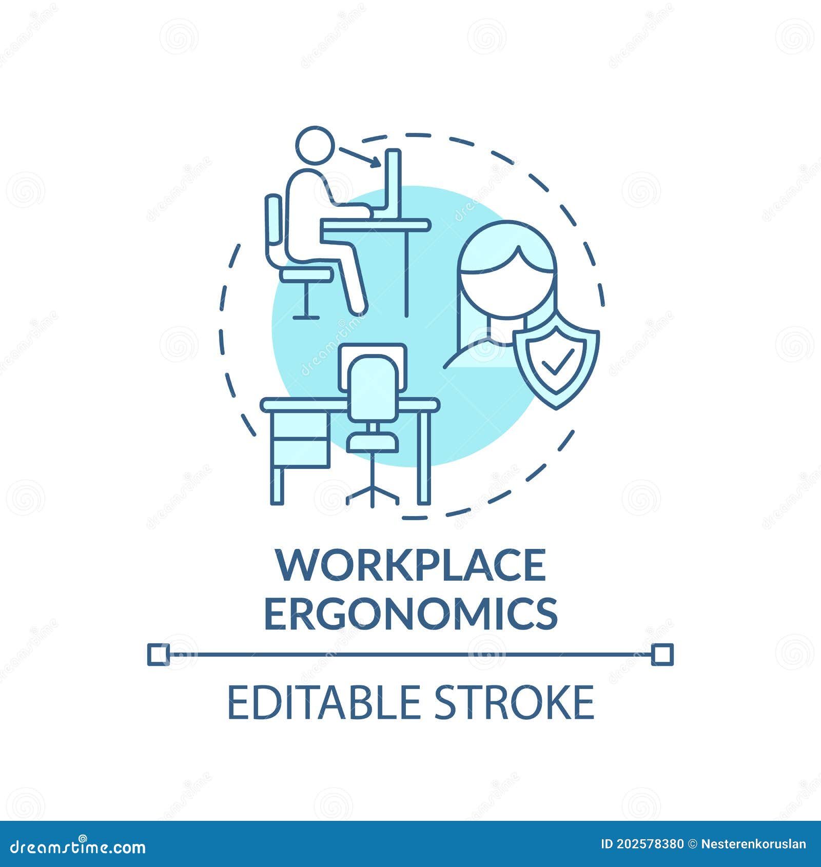 Workplace Ergonomics Concept Icon Stock Vector - Illustration of ...