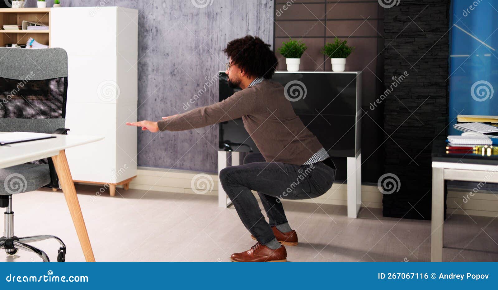 Workplace Exercise at Office Desk Stock Photo - Image of corporate ...