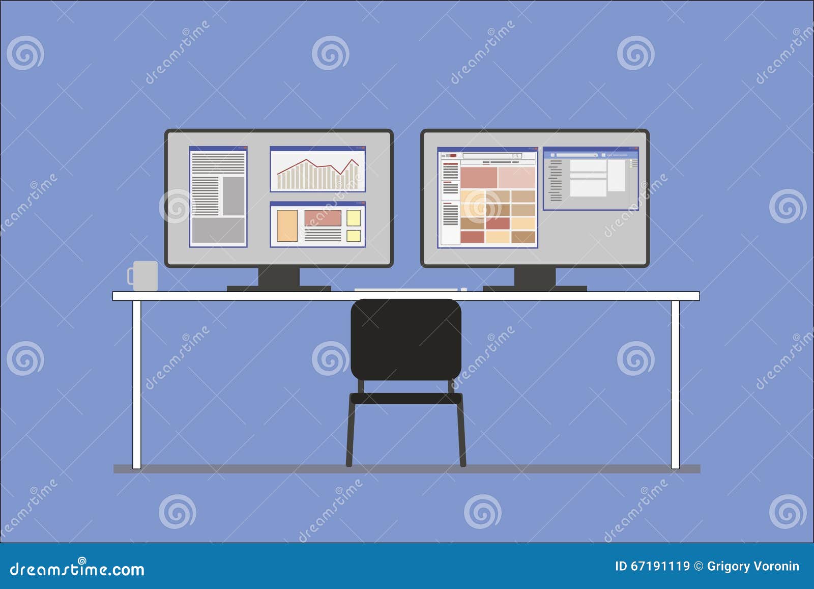 Workplace Of Finance Analyst Cartoon Vector | CartoonDealer.com #67191119